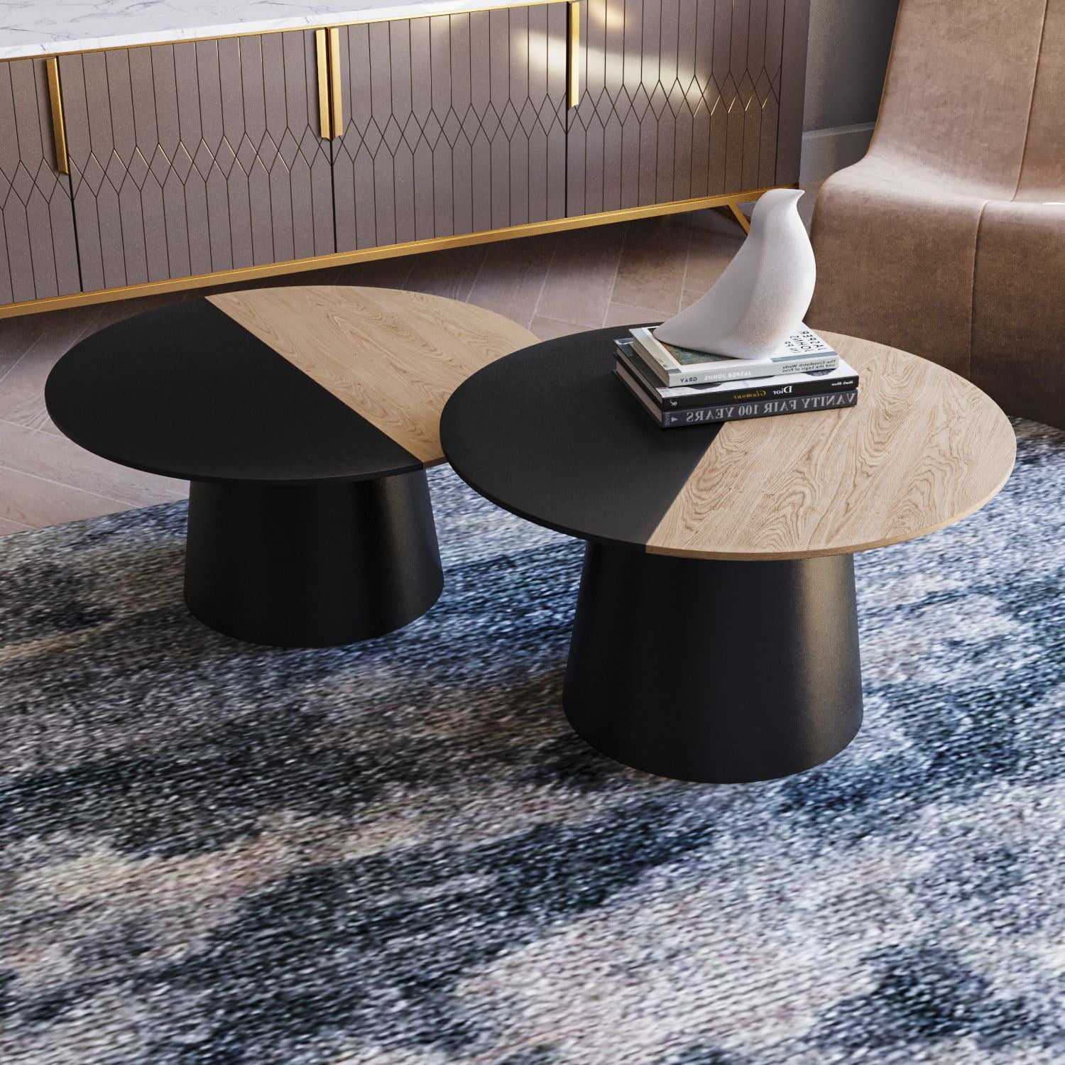 Massive Design-Engure-Pine, Black-Coffee Table Set - Walmart.com