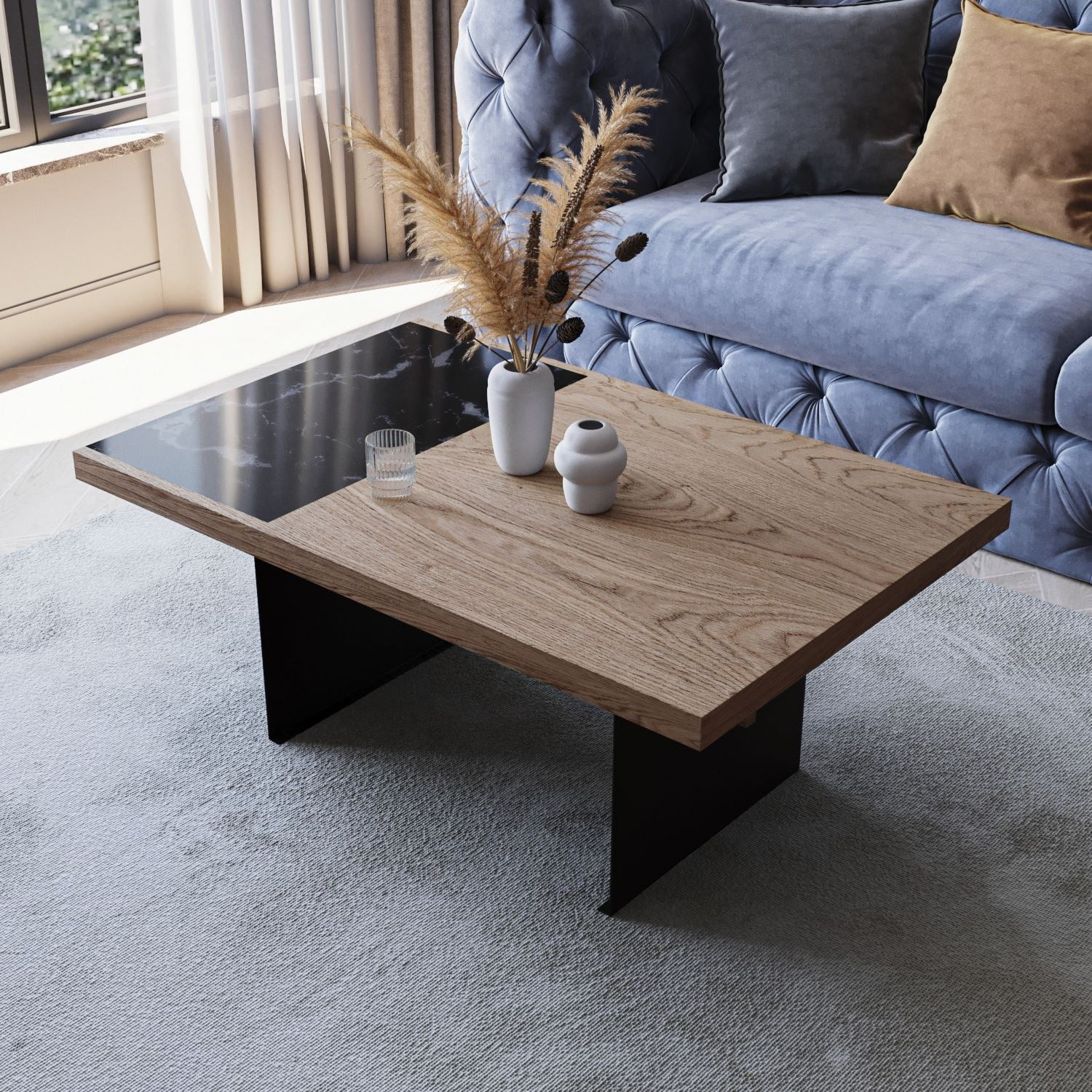 Massive Design-Kaupi-Pine, Black-Coffee Table - Walmart.com