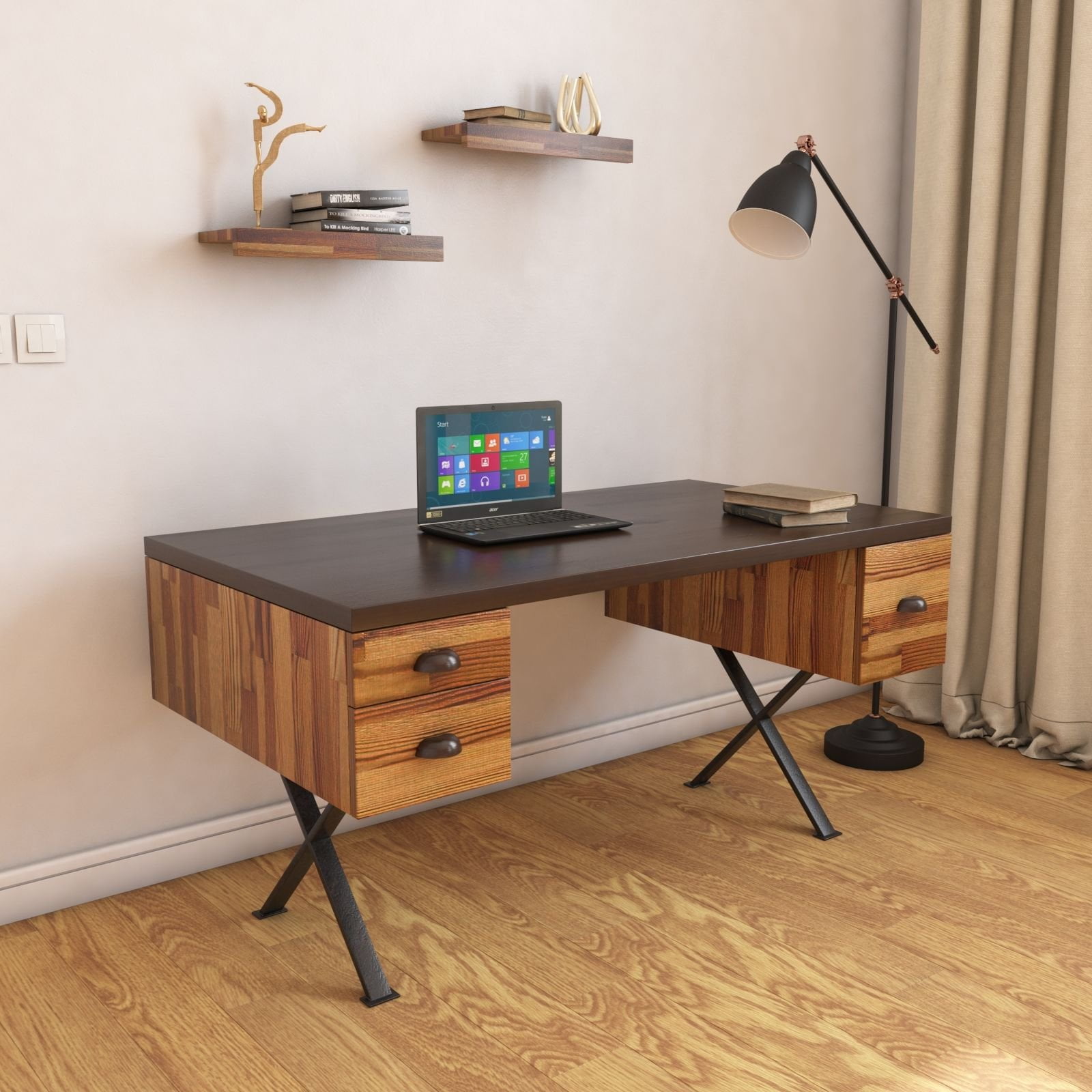 Massive Design-Maliarinca-Brown-Study Desk - Walmart.com