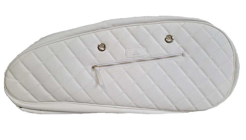 Masson Double Racket Bag White Leather with Gold Accents (Holds up to 6 ...