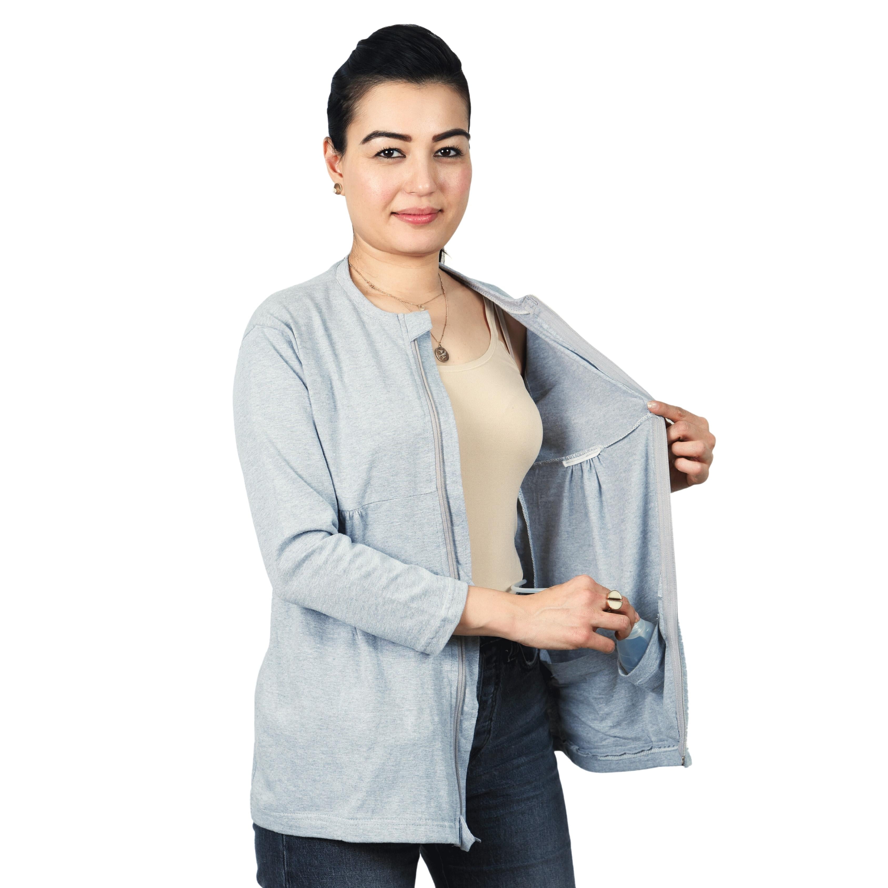 Mastectomy Recovery Shirt with Drain Pockets & Drainage Tube Fasteners ...