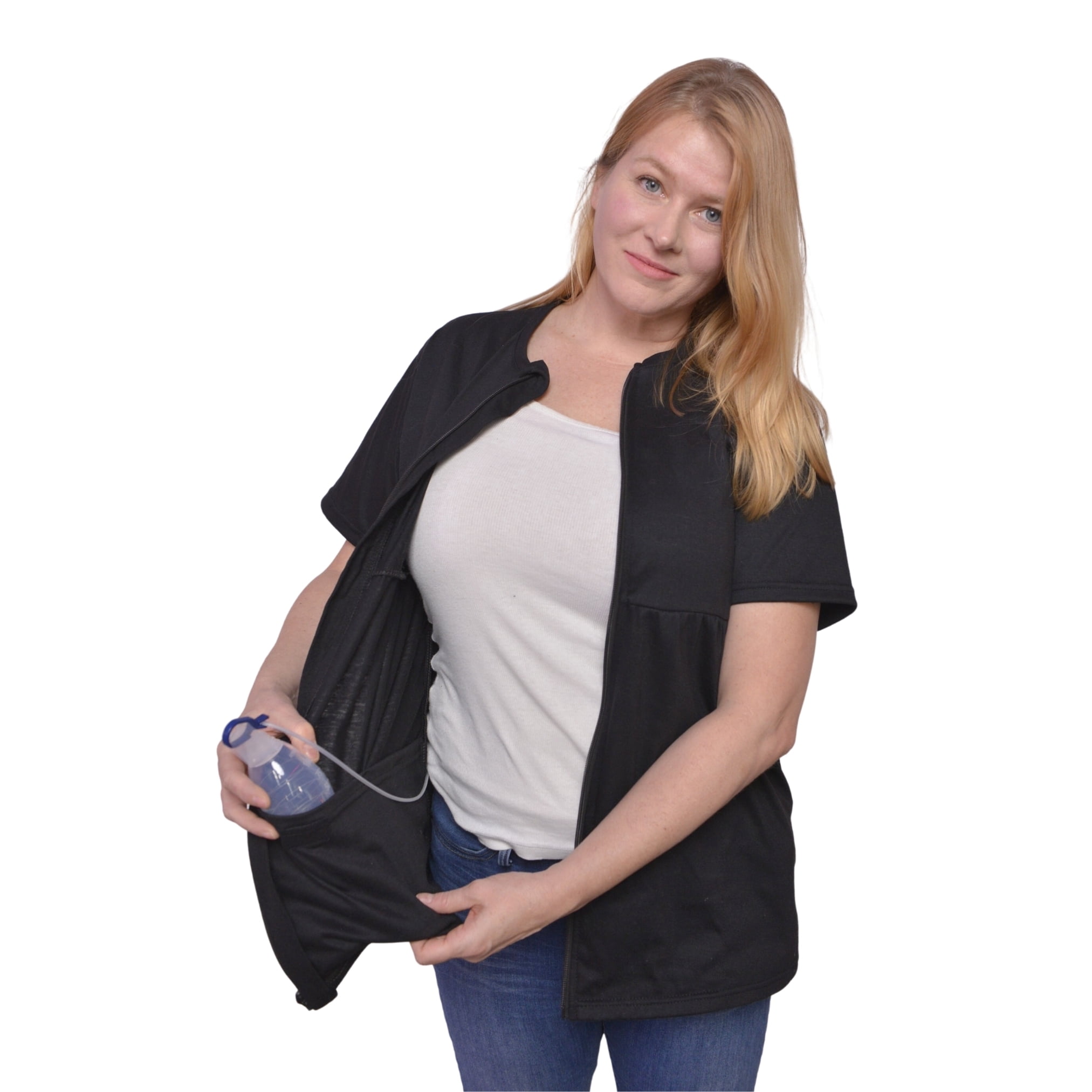 Mastectomy Recovery Shirt with Drain Pockets & Fasteners to Hold ...