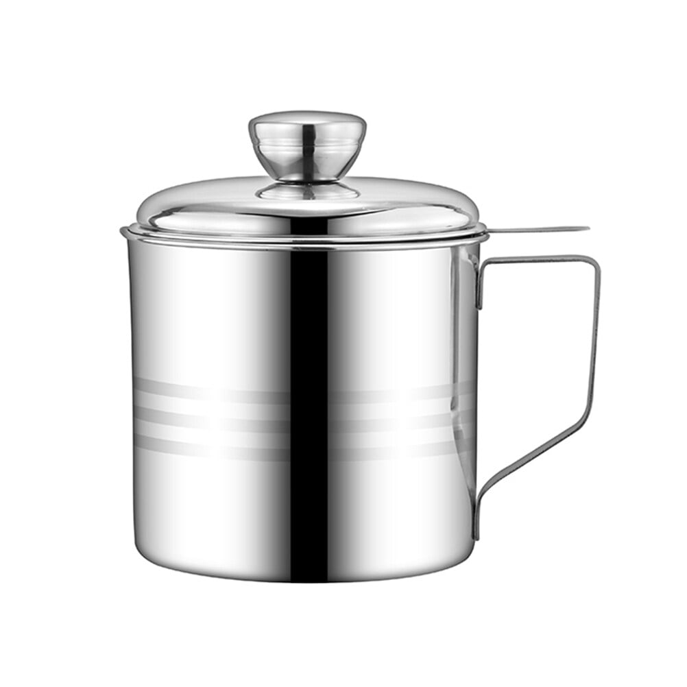 Masteelf 1.2L Stainless Steel Oil Strainer Pot Oilcan with Sieve Cover ...