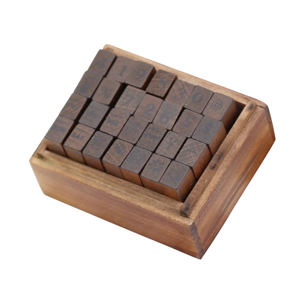 Masteelf 1 Box Wooden Number Stamps Weather Symbol Seals DIY Diary ...