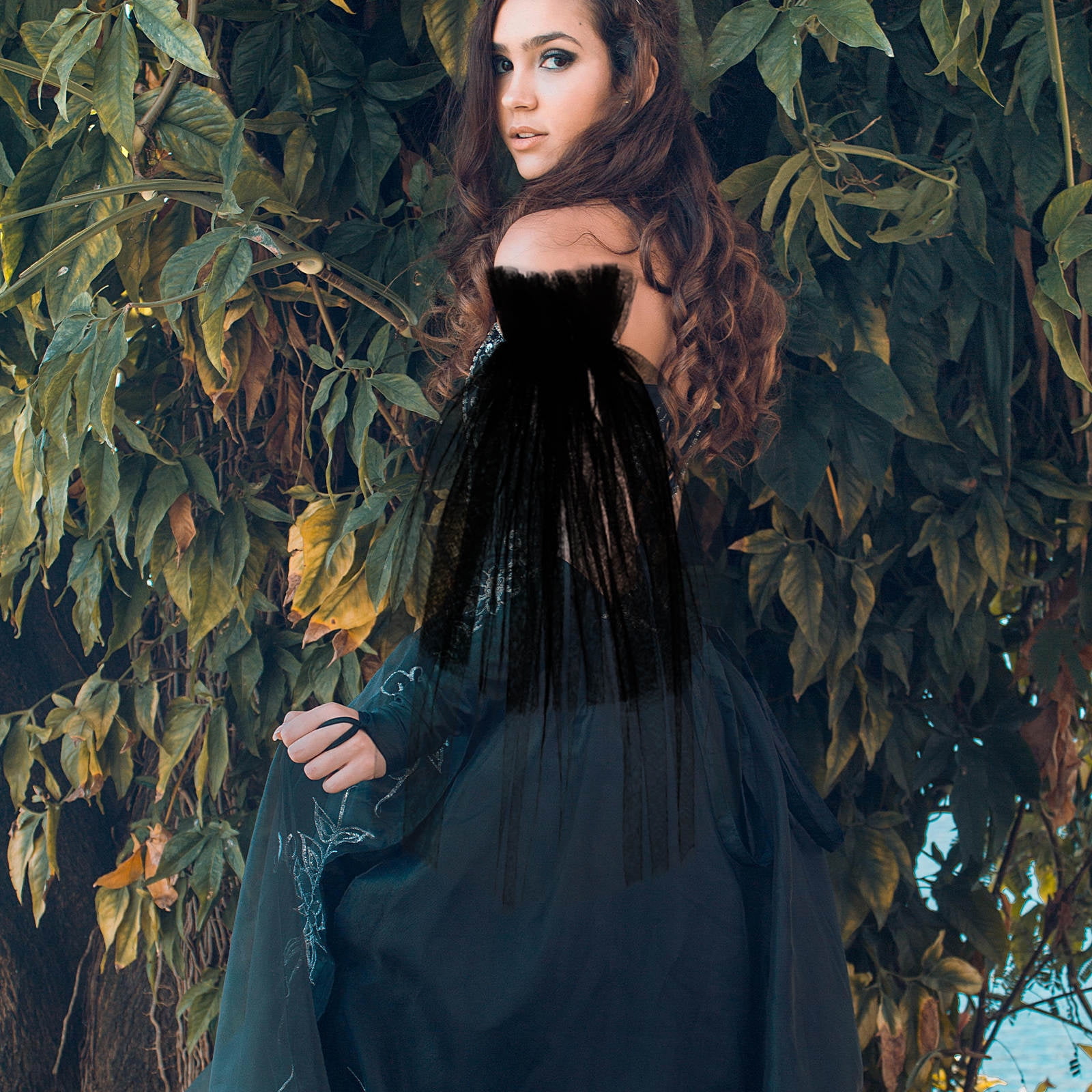 Masteelf 1 Pair Black Wedding Dress Sleeves Long Sleeve Arm Cover Sheer ...