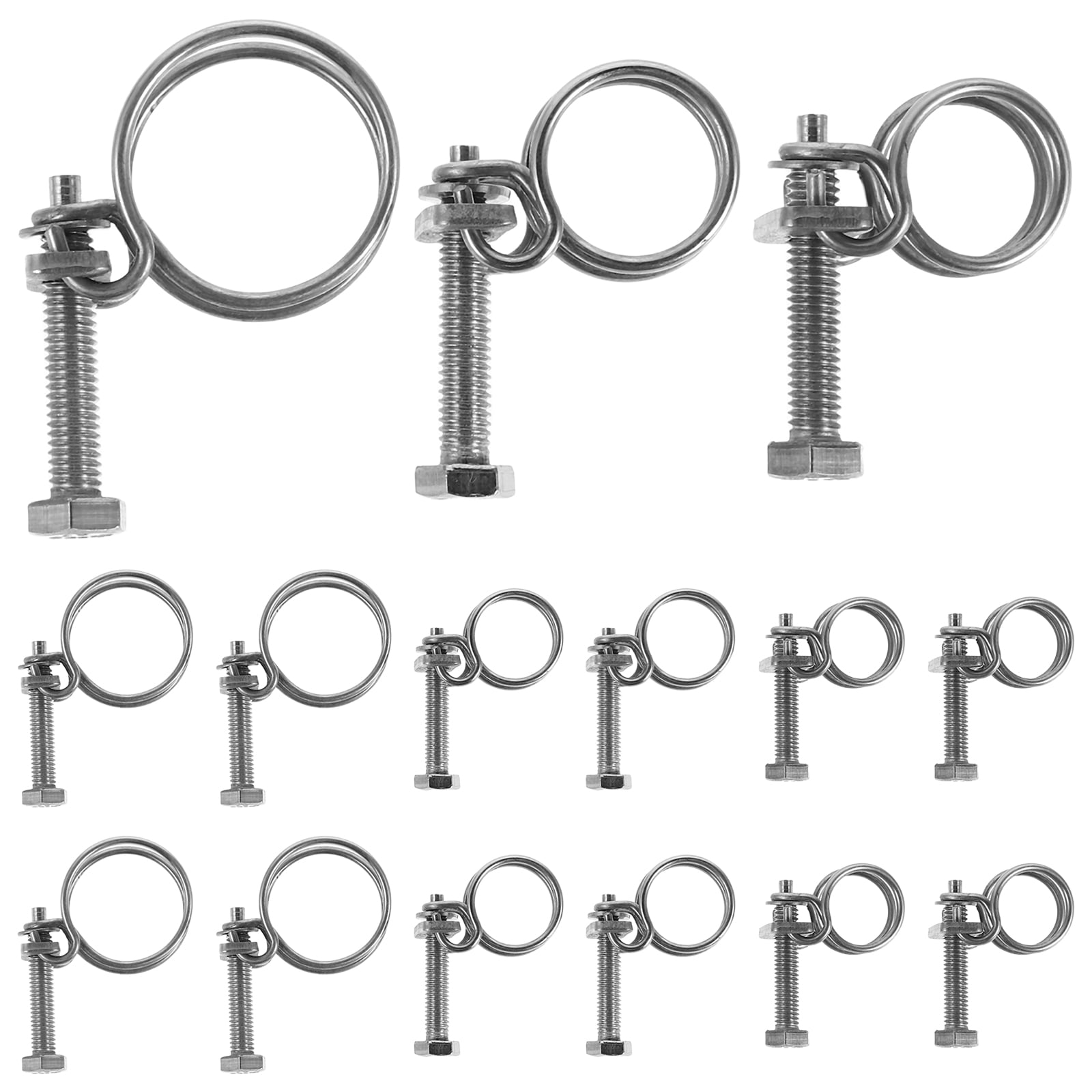 Masteelf 1 Set Adjustable Double Wire Hose Clamp Stainless Steel Pipe ...