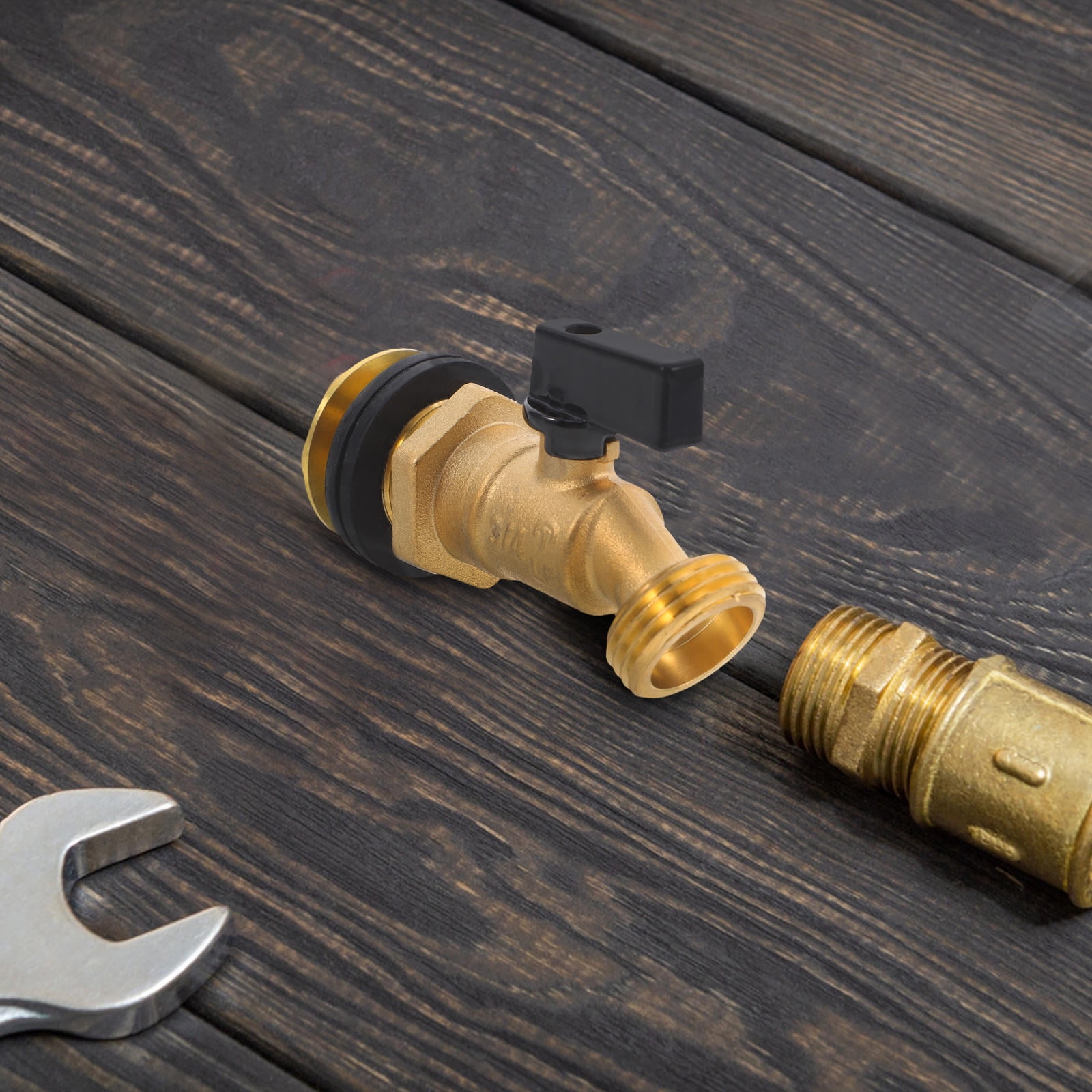 Masteelf 1 Set Brass Rain Barrel Spigot Kit With Threaded Hose Adapter ...