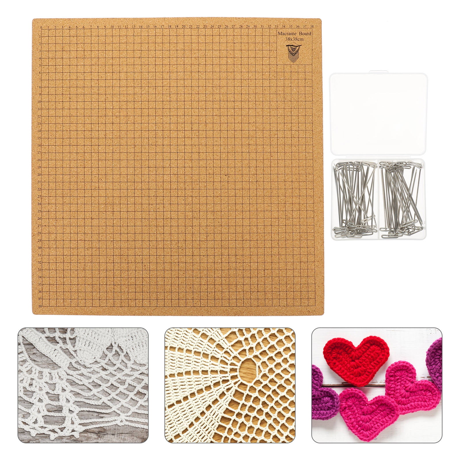 Masteelf 1 Set Grid Macrame Board Macrame Board Cork Board and T Pins ...