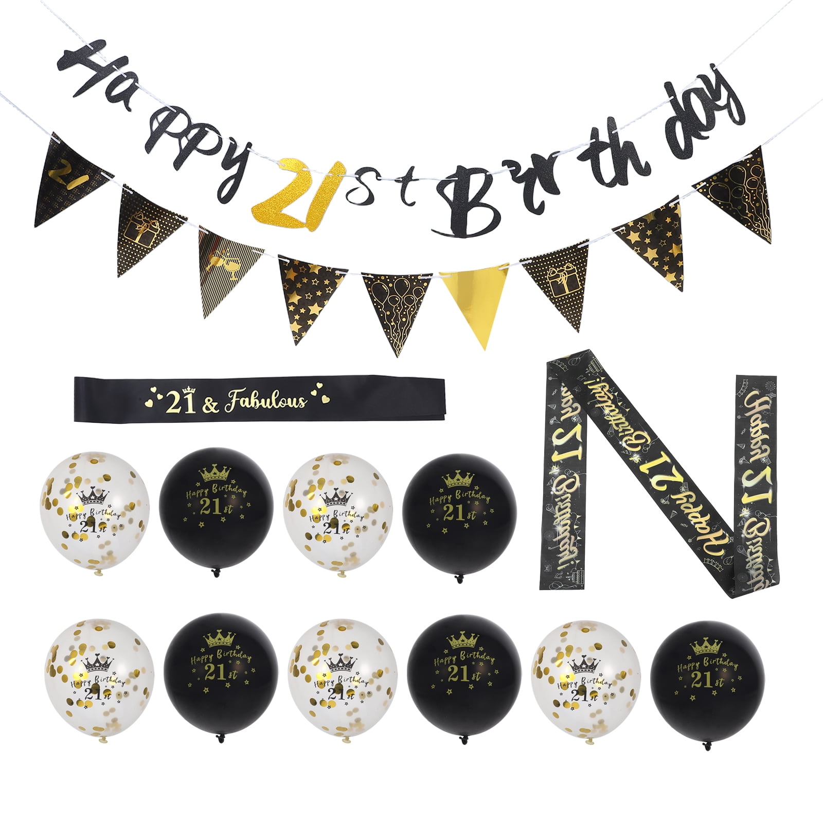 Masteelf 1 Set Happy 21st Birthday Banner Garland Balloon for 21 ...
