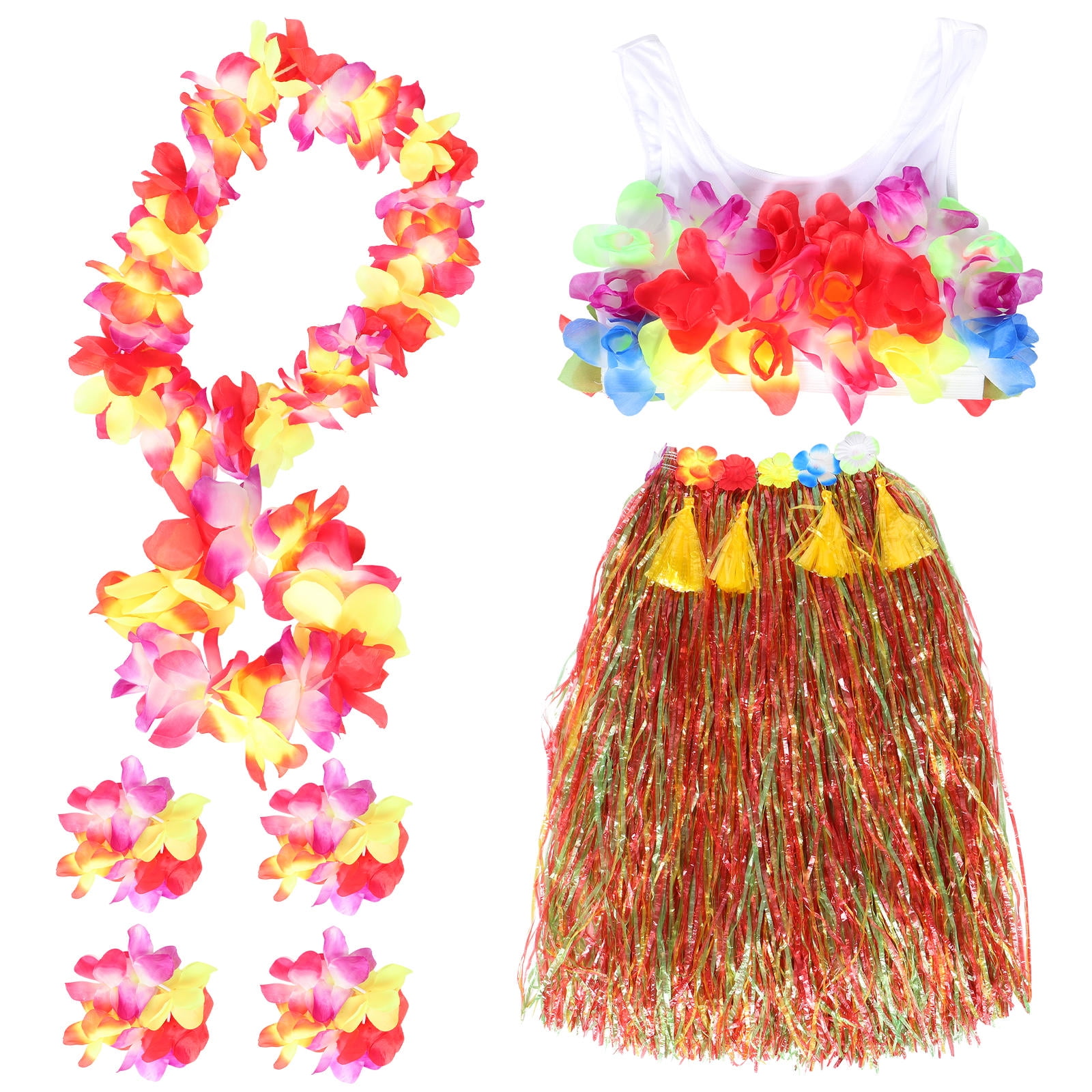 Masteelf 1 Set Hawaiian Hula Grass Skirt for Luau Party Costume Set ...