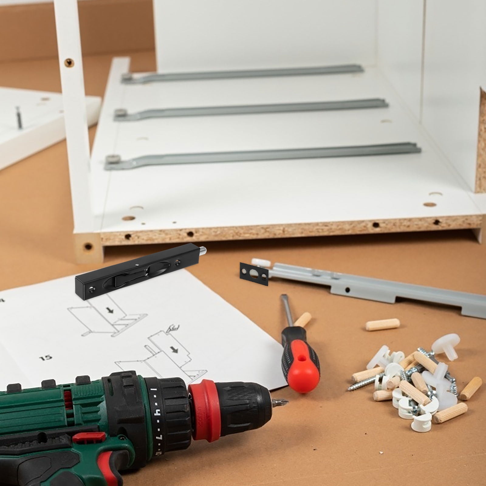 Masteelf 1 Set Hidden Latch Bolt Stainless Steel Security Door Bolt ...