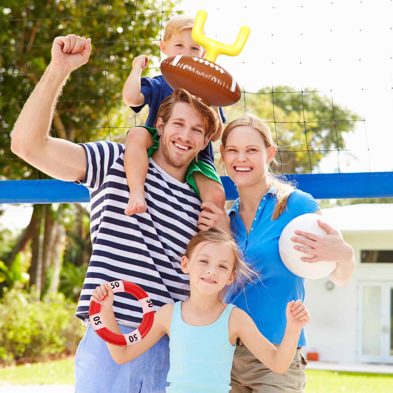 Masteelf 1 Set Inflatable Football Toss Game Set Football Goal Pole ...