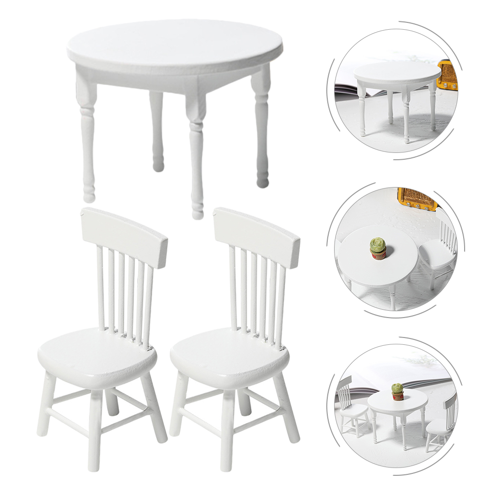 Masteelf 1 Set Mini House Table Chair Wooden Mini Table Chair Models ...