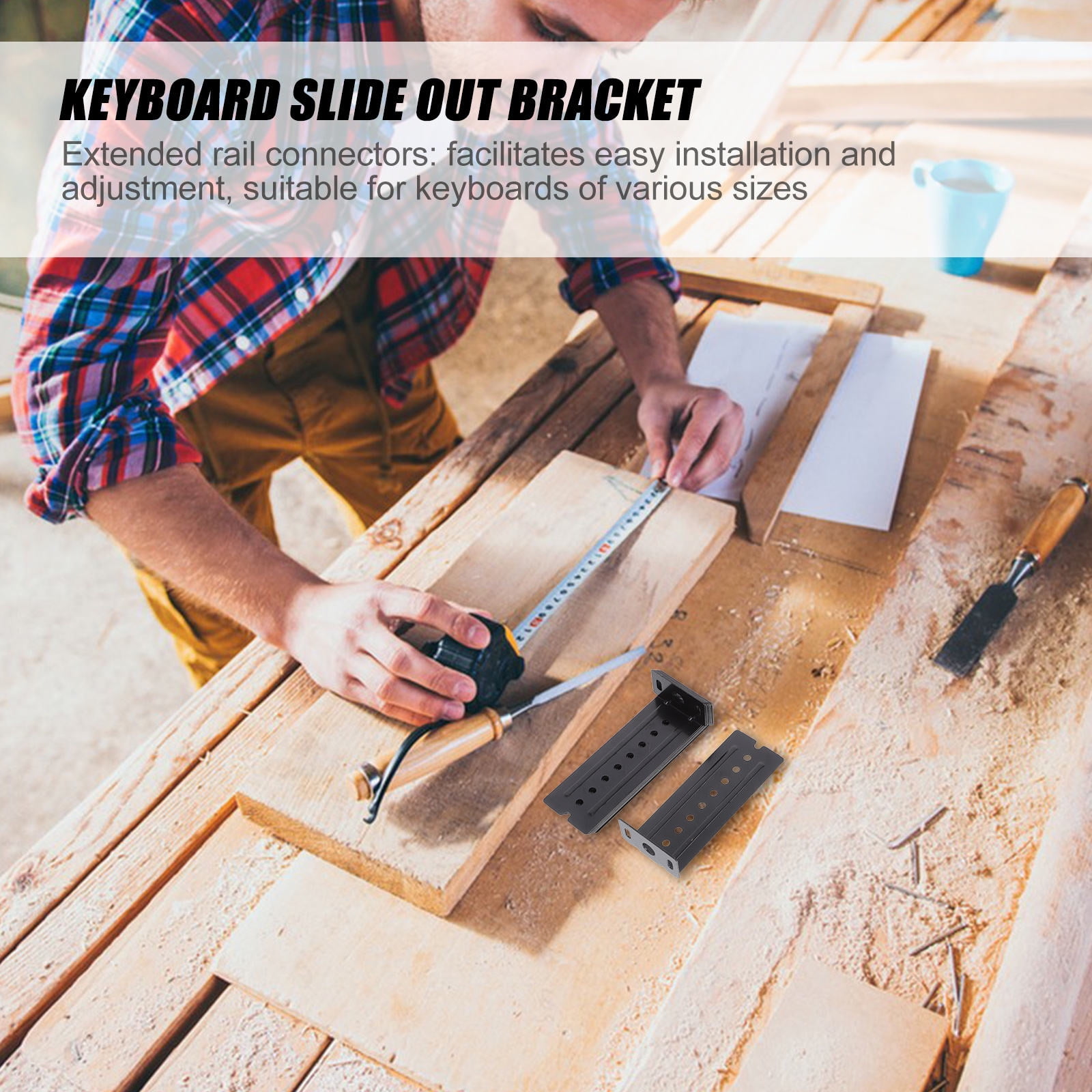 Masteelf 1 Set Of Heavy Duty Keyboard Slide Brackets Extended Rails ...