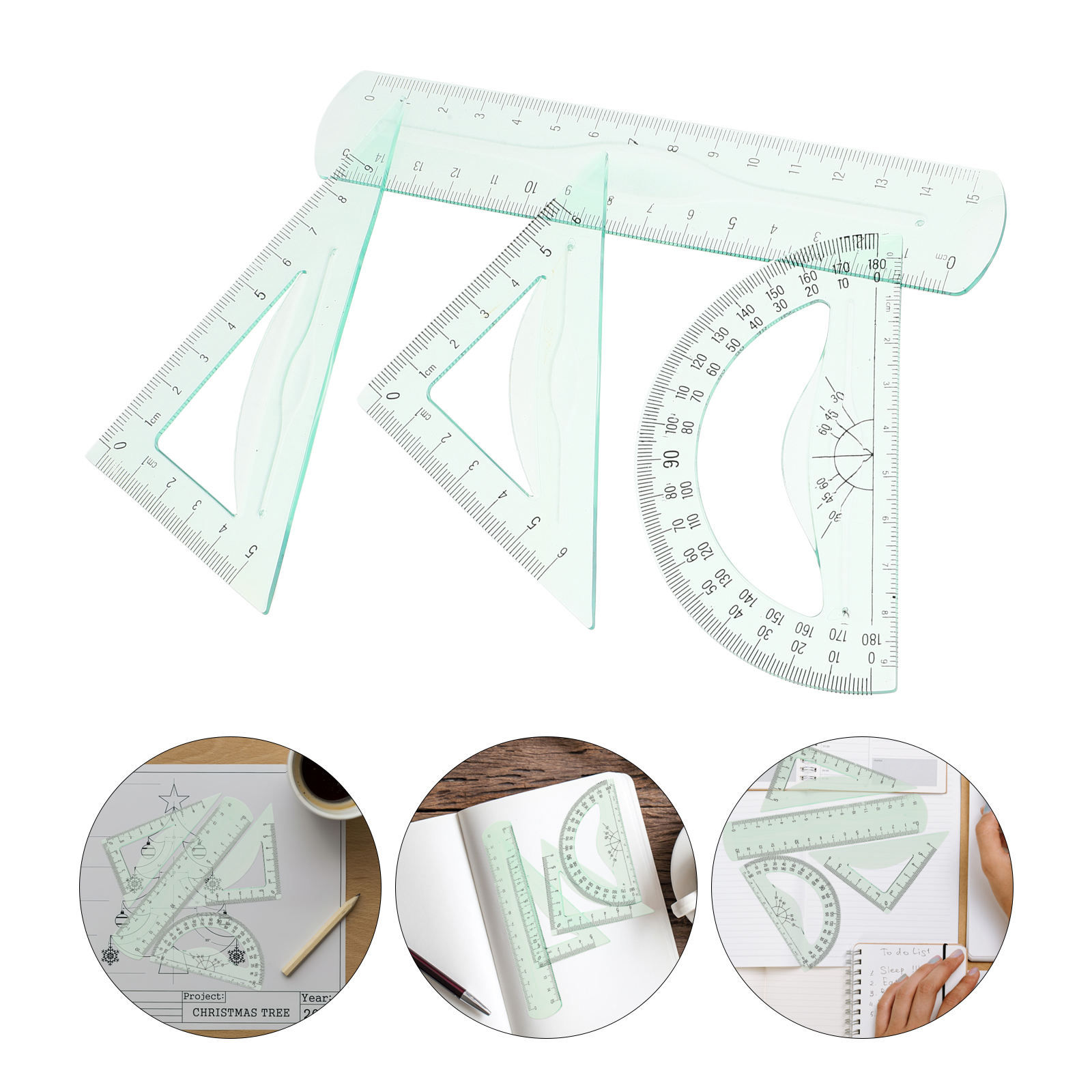Masteelf 1 Set Protractor Student Drafting Ruler Engineering Drawing ...