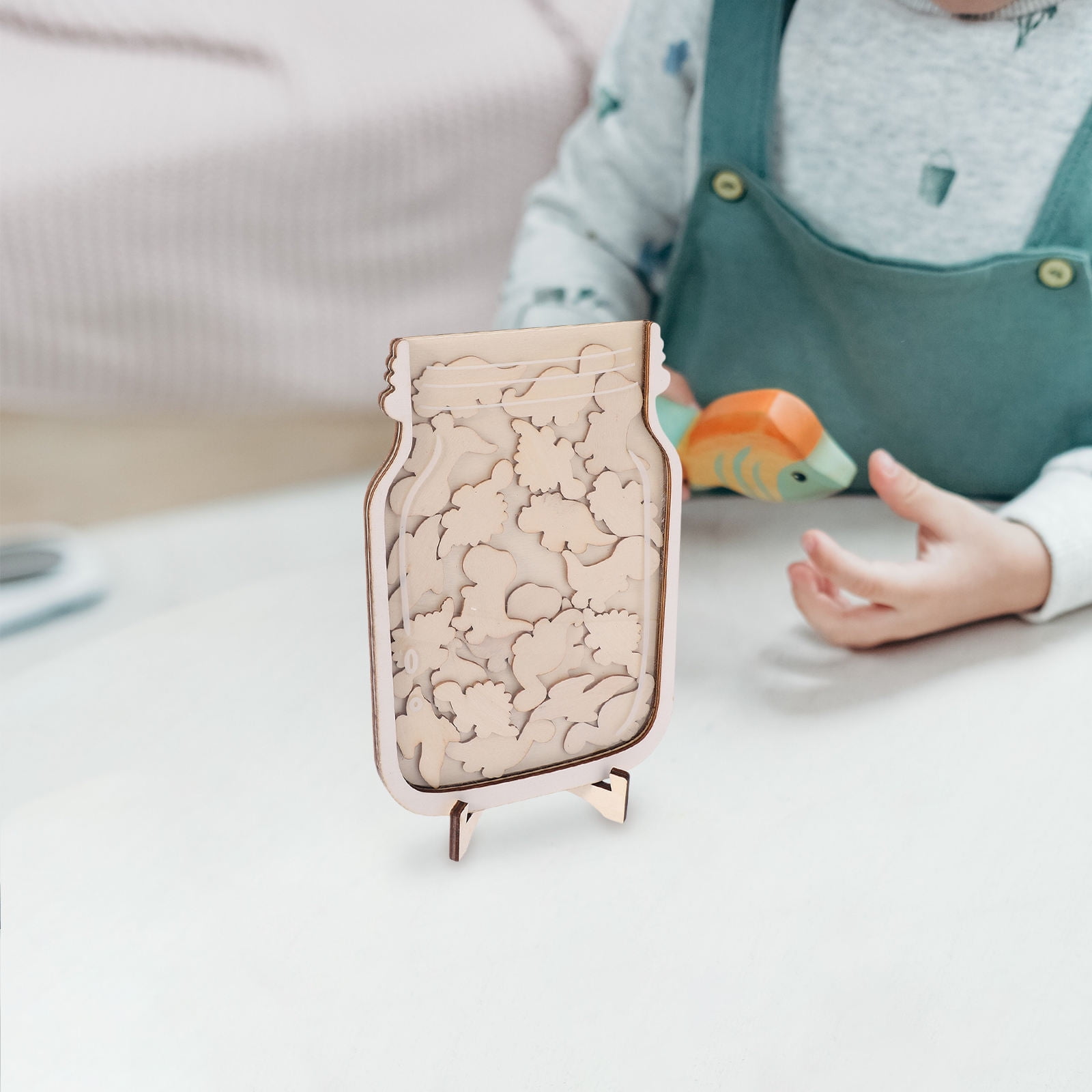 SWETRACE Classroom Use Dinosaur Shape Reward Jars Khaki Wood 1 Set ...