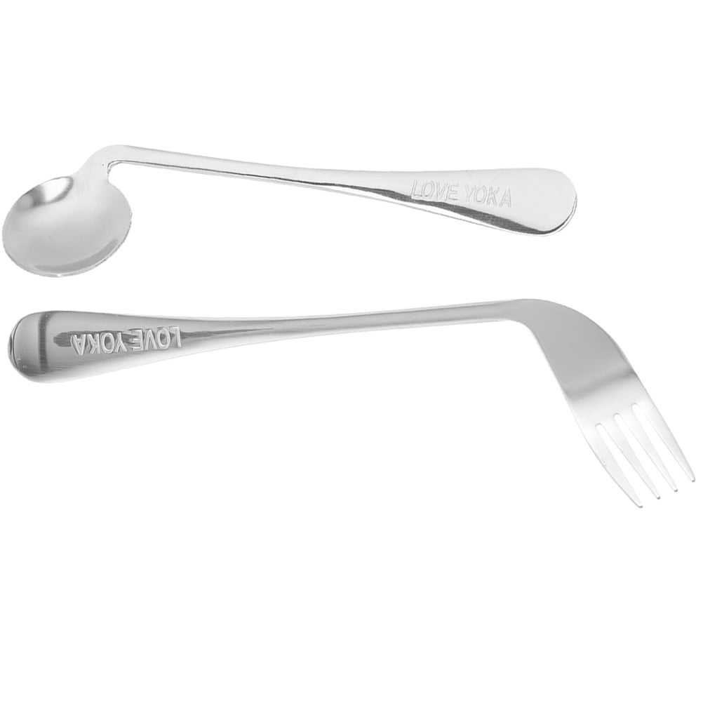 Masteelf 1 Set of Stainless Steel SelfFeeding Curved Utensil Angled ...