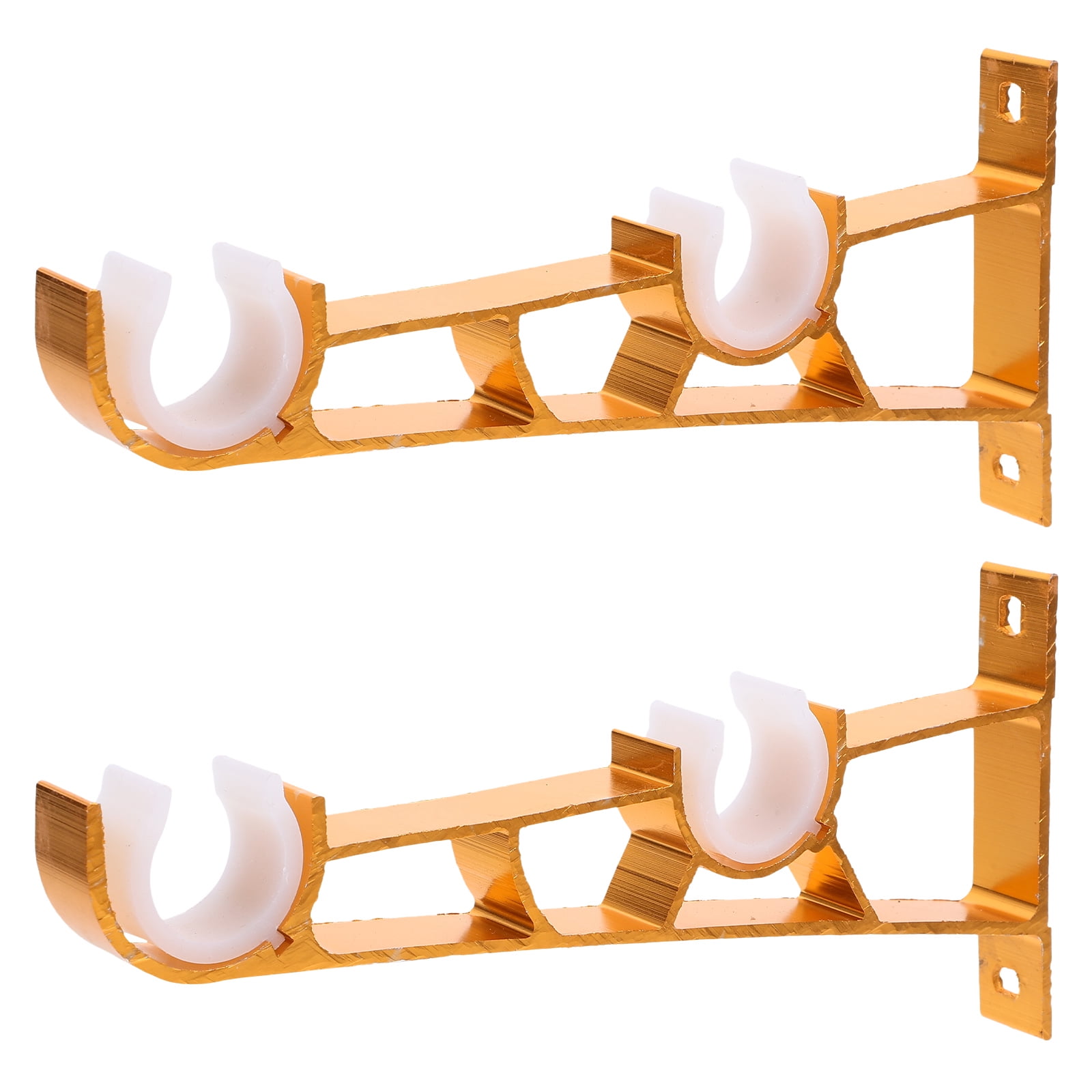 Masteelf 1 pair of Double Curtain Rod Holders Wall Mount Brackets ...