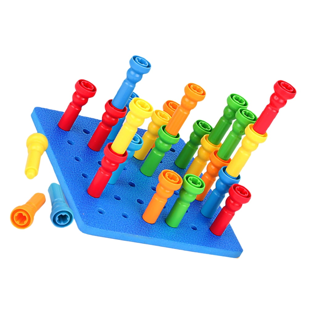 Peg Board Toy for Kids with Mushroom Pegs Plastic Multicolor Set of 1 ...