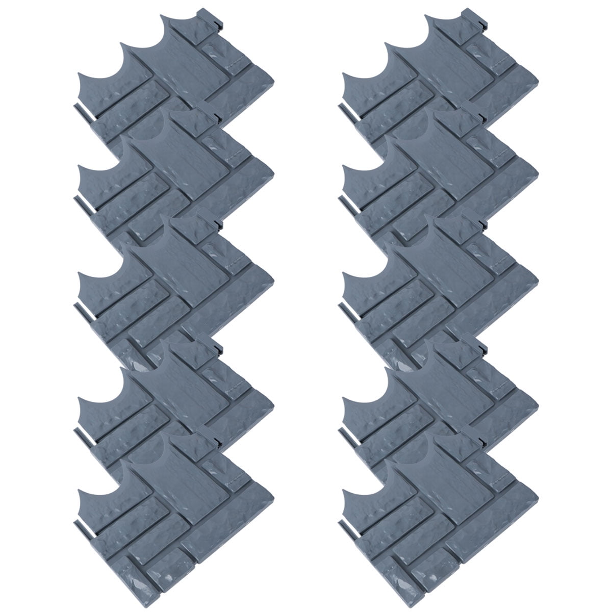 OFFIGAM Simple Palisade Plastic Fence 10pcs Light Grey Garden Border ...