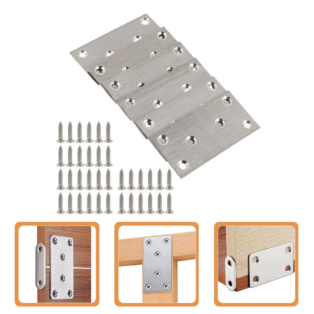 Masteelf 10 Pcs Flat Furniture Fixing Plate Angle Bracket Iron Corner ...