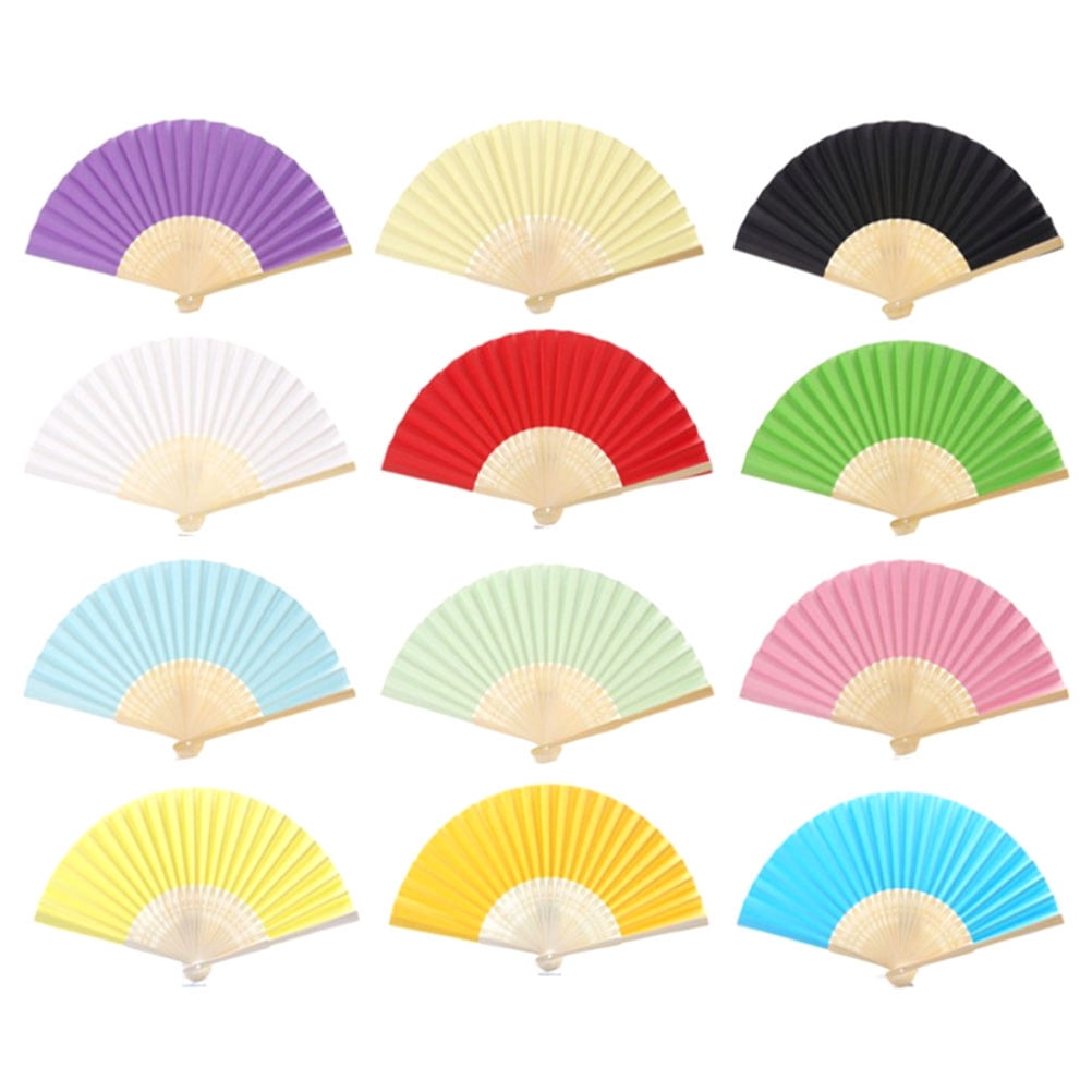 Masteelf 10 Pcs Foldable Paper Fan Hand Held Fans Large for Women Child ...