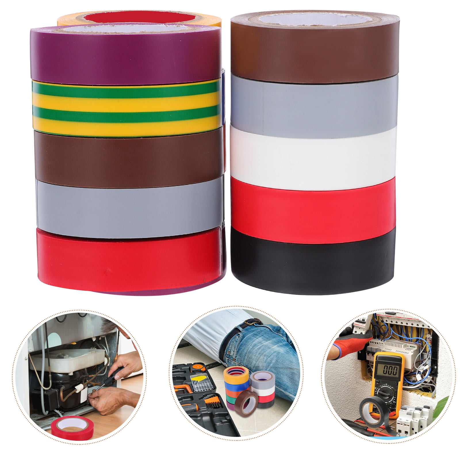 Masteelf 10 Rolls Wire Tapes Electrical Tape Colored Electrician Tape ...