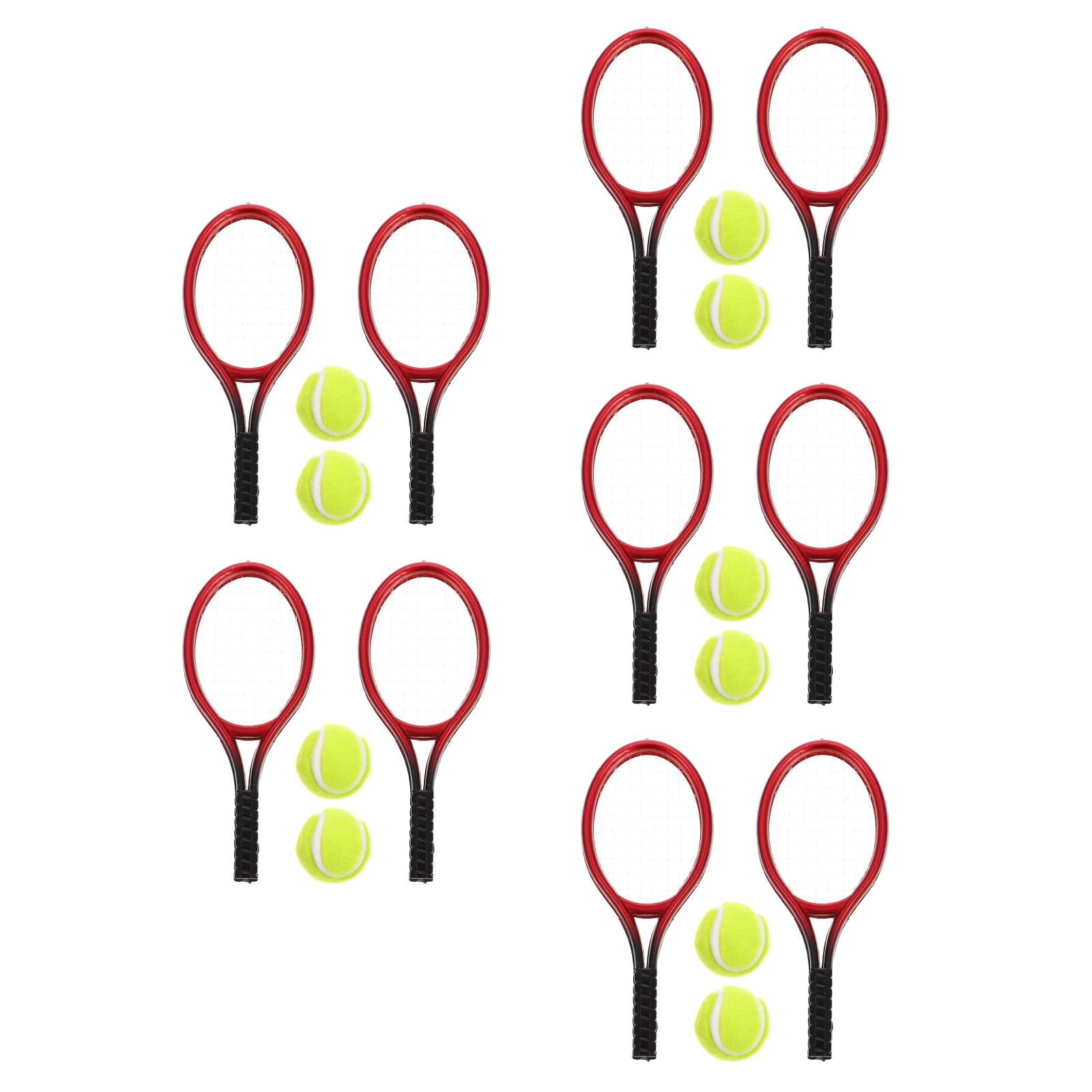 Masteelf 10 Sets Miniature Tennis Rackets And Balls Set Model Dollhouse ...