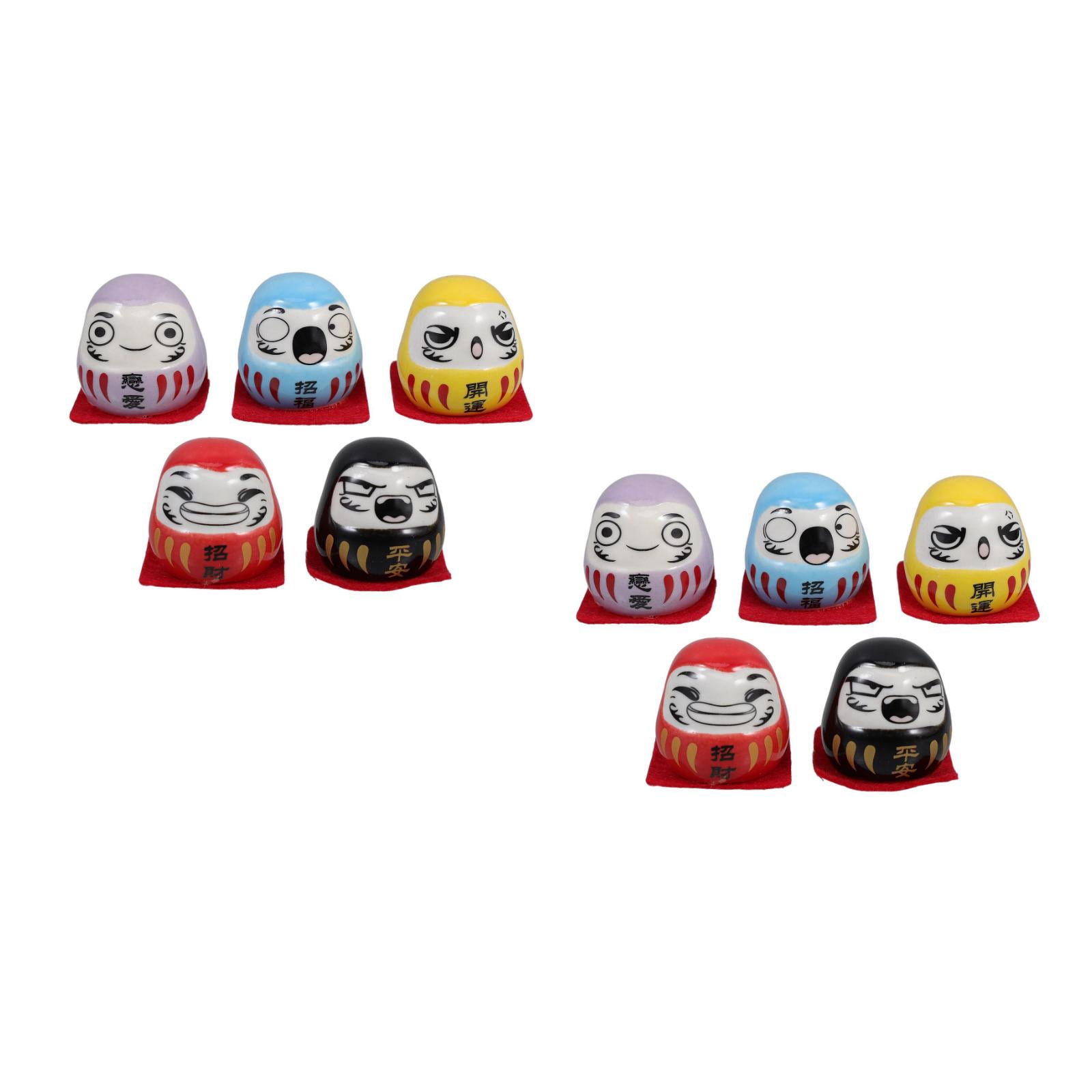 Masteelf 10 pcs Ceramic Japanese Daruma Dolls Figurines Small Daruma ...
