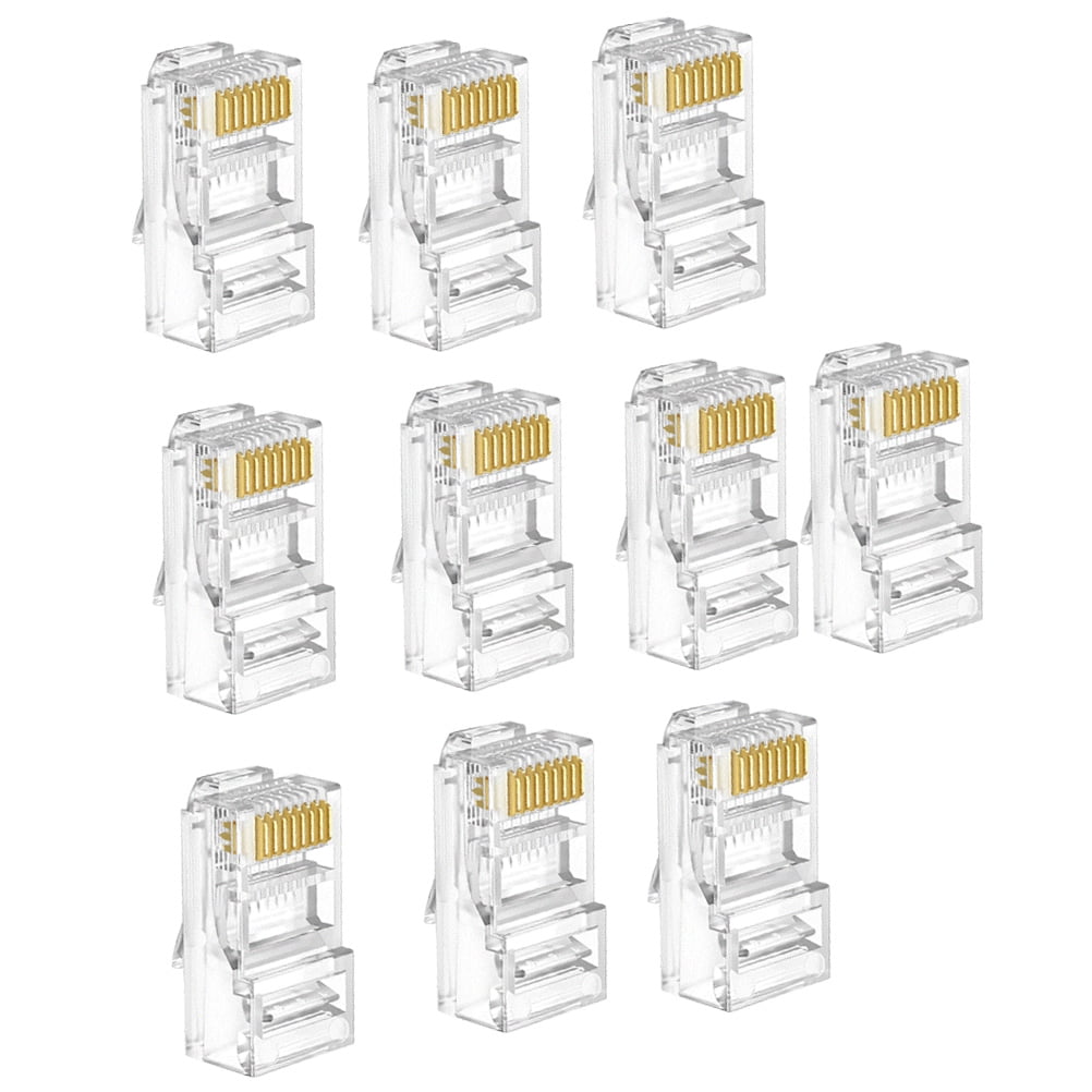 Masteelf 100 PCS CAT6 Network Cable LAN Crimp Connectors Gold Plated ...