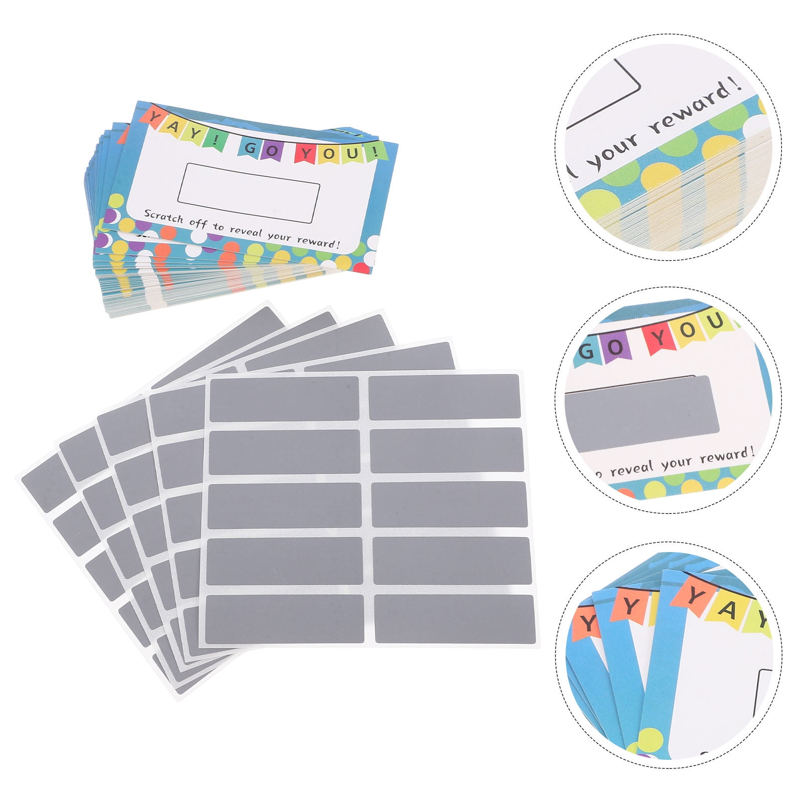 Masteelf 100 Pcs Diy Make Your Own Scratch-Off Prize Classroom ...