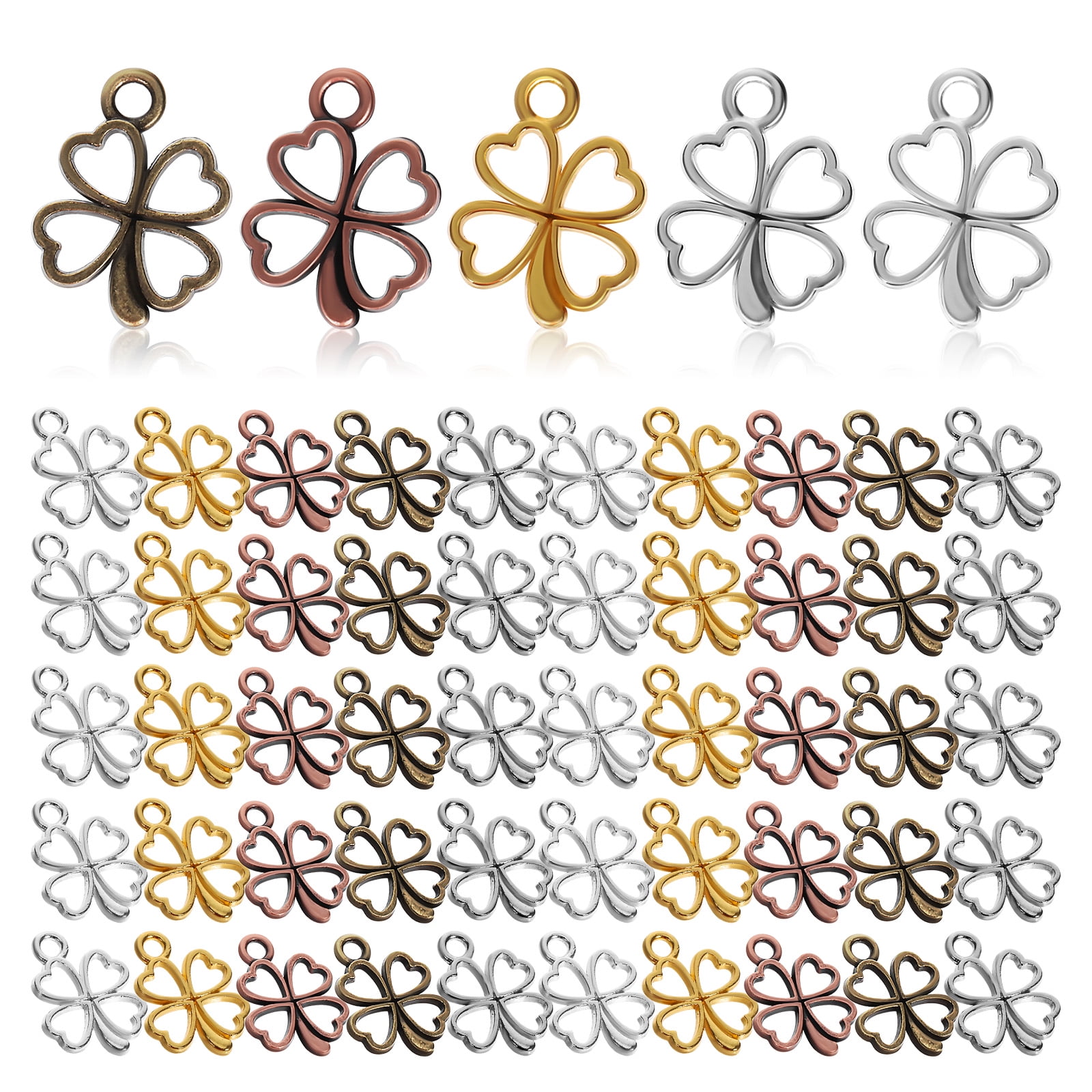 Masteelf 100 Pcs Lucky Charm Small Jewelry Charms Four Leaf Pendant - Walmart.com