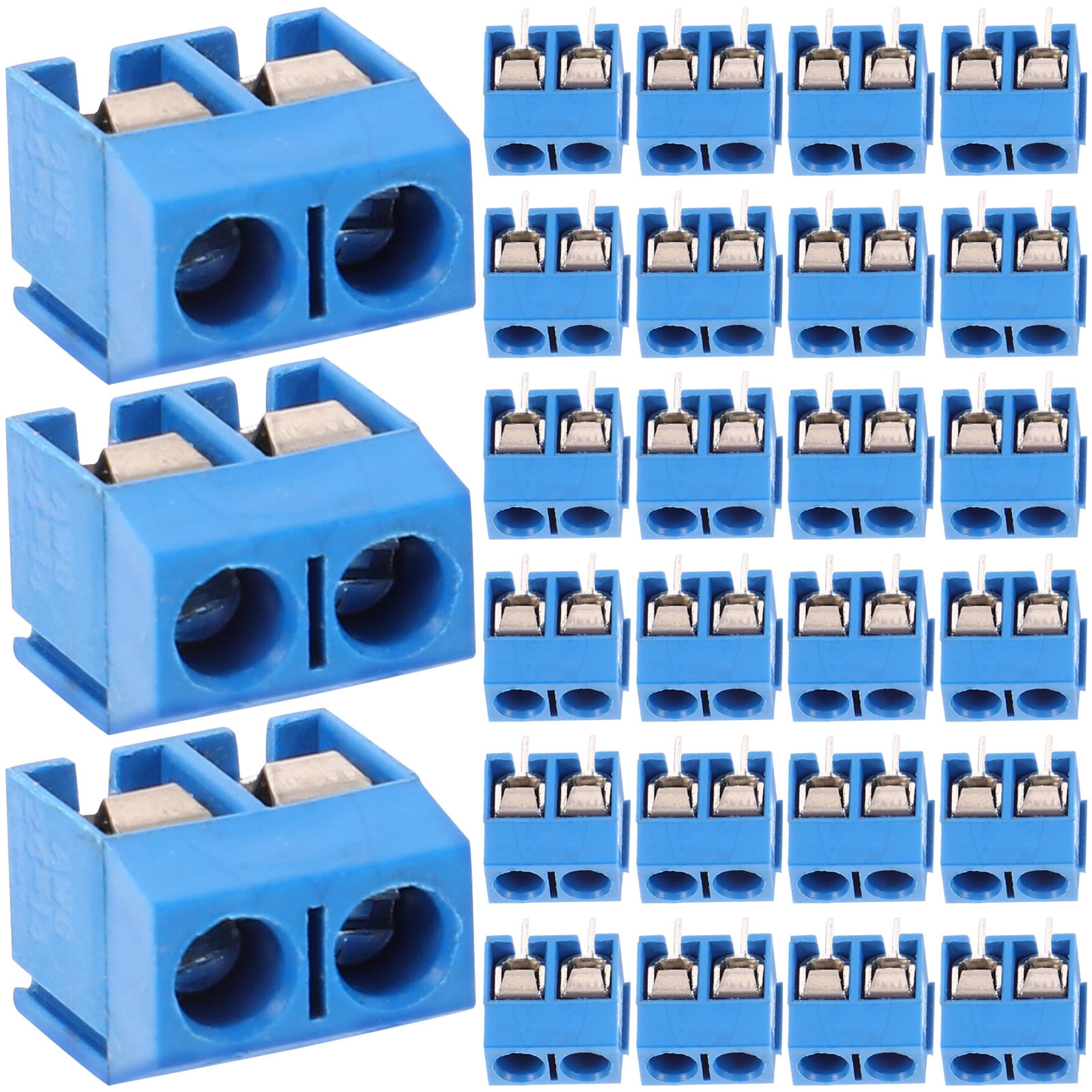 Masteelf 100 Pcs Pcb Connectors Lugs Cold Pressure Terminal Block Blue ...