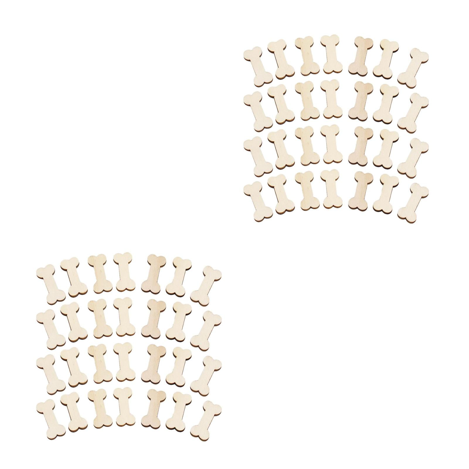 Masteelf 100 pcs Bone Shaped Wooden Cutouts Unfinished Wood Dog Bone ...