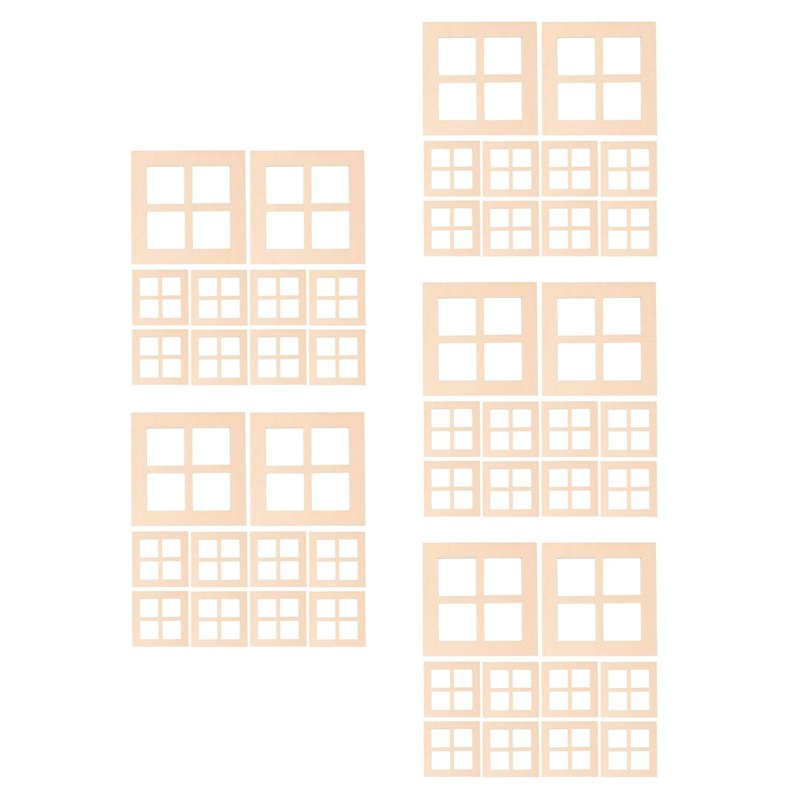 Masteelf 100 pcs Diy Dollhouse Windows Miniature Wooden Window Frames 1 ...