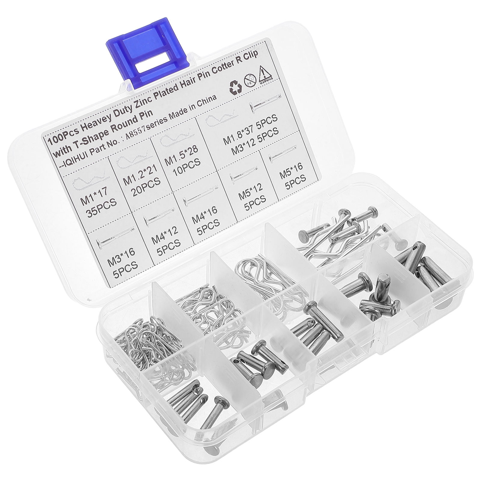 Masteelf 100pcs Cotter Pins Assortment Kit Including R Clips Hitch Pins ...