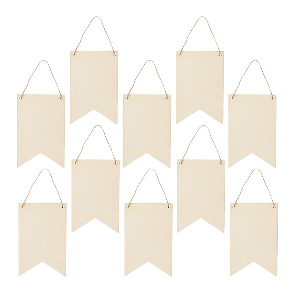 Masteelf 10Pcs Unfinished Wood Signs Blank Wood Sign Pendants DIY Sign ...