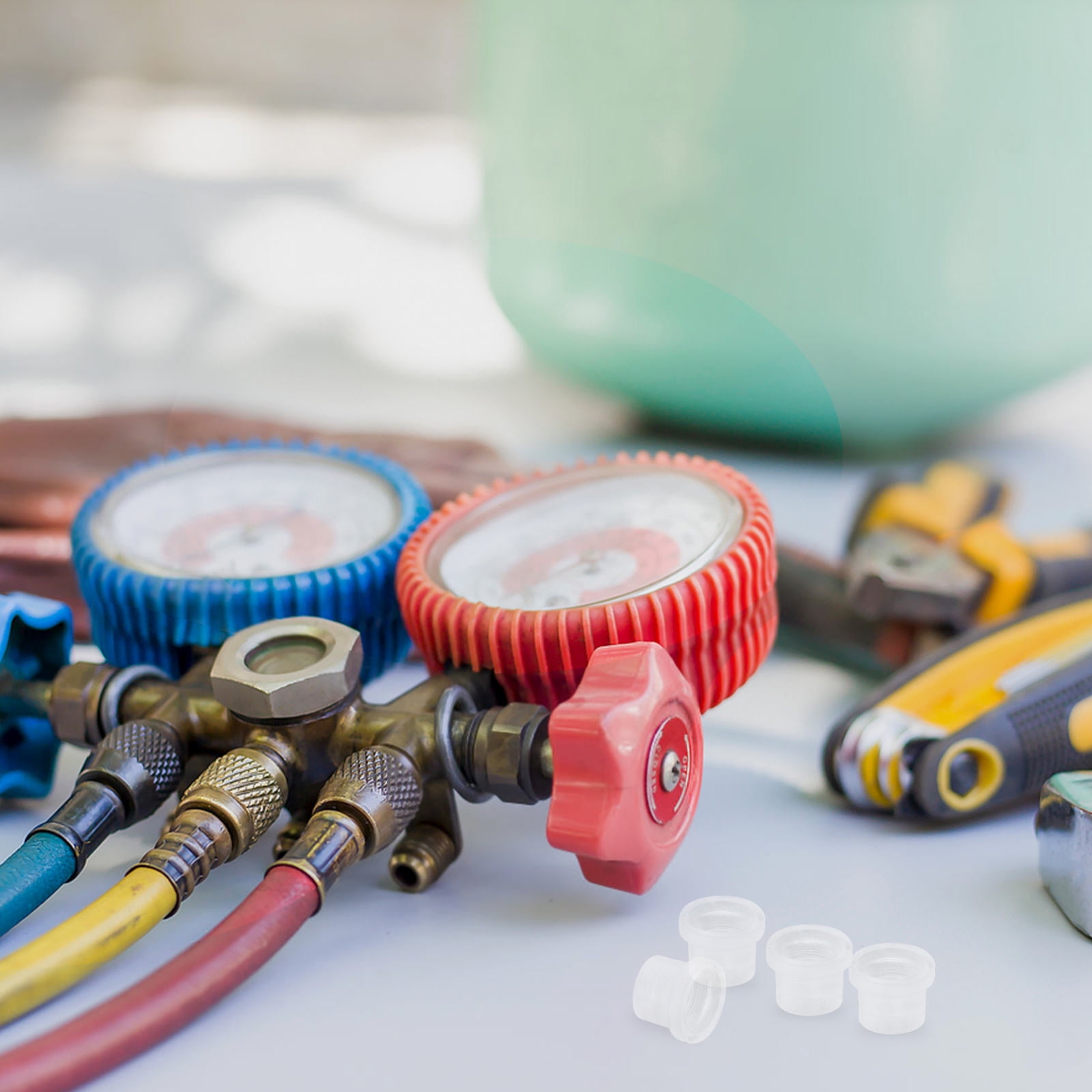 Masteelf 10pcs Refrigerant Recharge Kit with Pressure Gauge Sealing ...