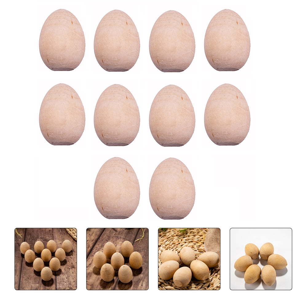 Masteelf 10pcs Easter DIY Wooden Egg Adornments Drawing Props for Kids ...