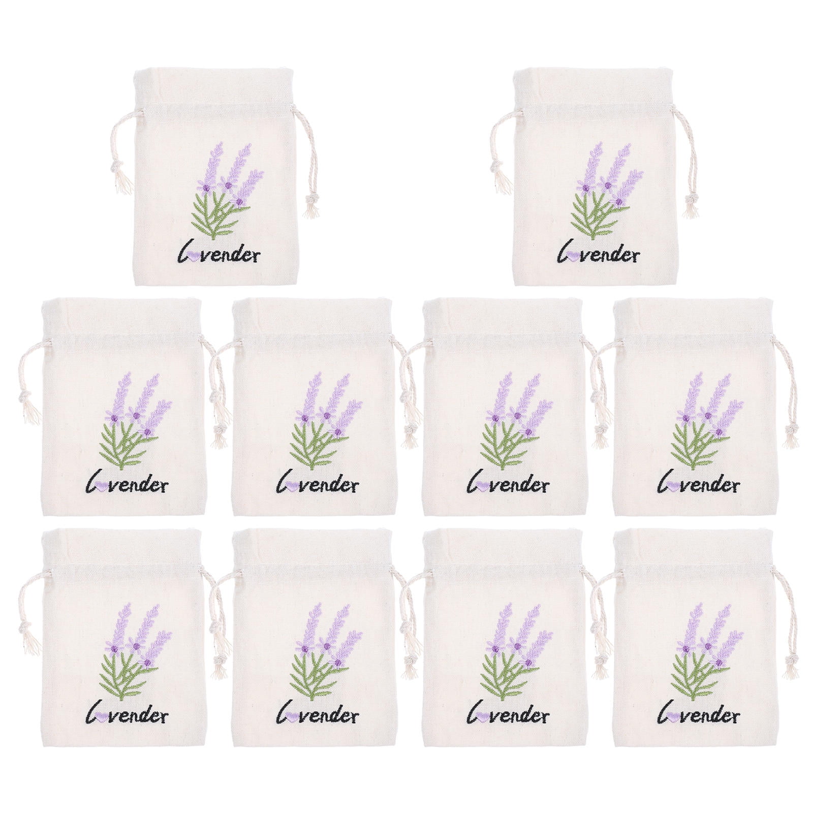 Masteelf 10pcs Linen Fabric Sachet Bags Lavender Embroidered Drawstring ...
