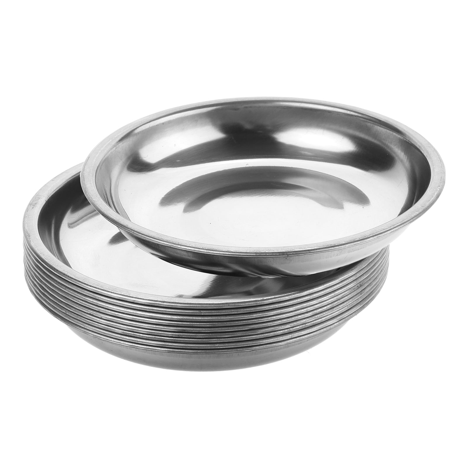 10pcs Silver Stainless Steel Sauce Plates for Kitchen Use Small Round ...