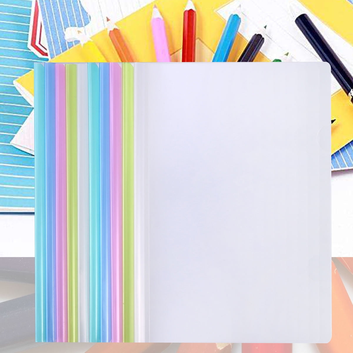 Masteelf 10pcs Transparent File Folder Sliding Bar Report Covers for A4 ...