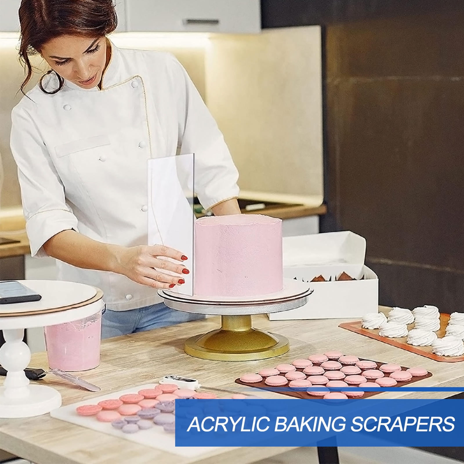 LOLIPPYY Cake Smoothing Tool Acrylic Transparent 11Set 9.8X9.8X0.2In ...