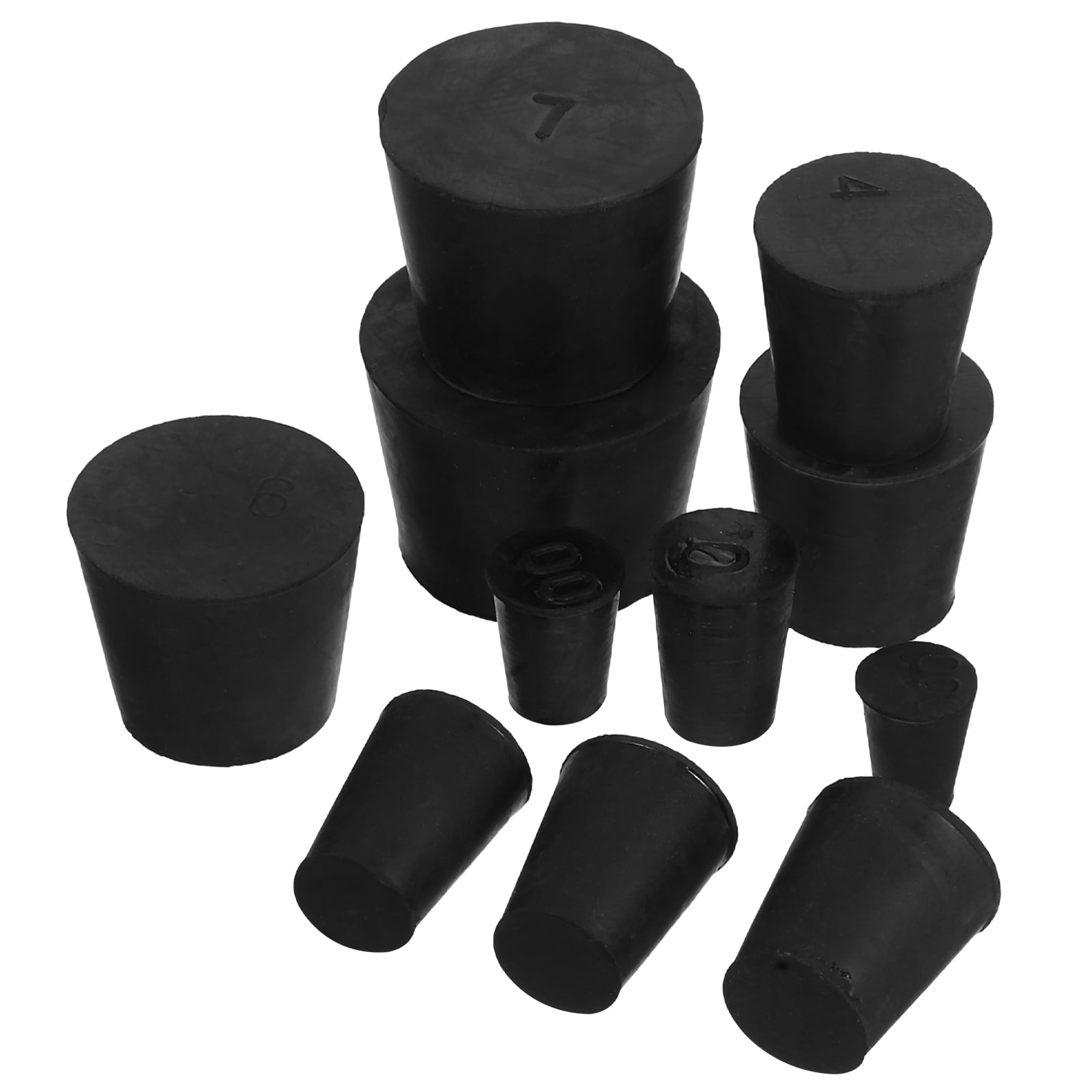 Masteelf 11pcs Lab Solid Rubber Stoppers Black Tapered Plugs Rubber ...