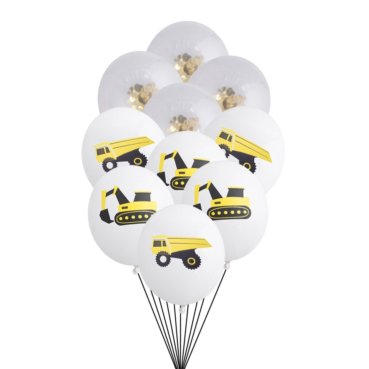 Masteelf 12 Inch Digger Printed Latex Balloons Sequins Balloons Set ...