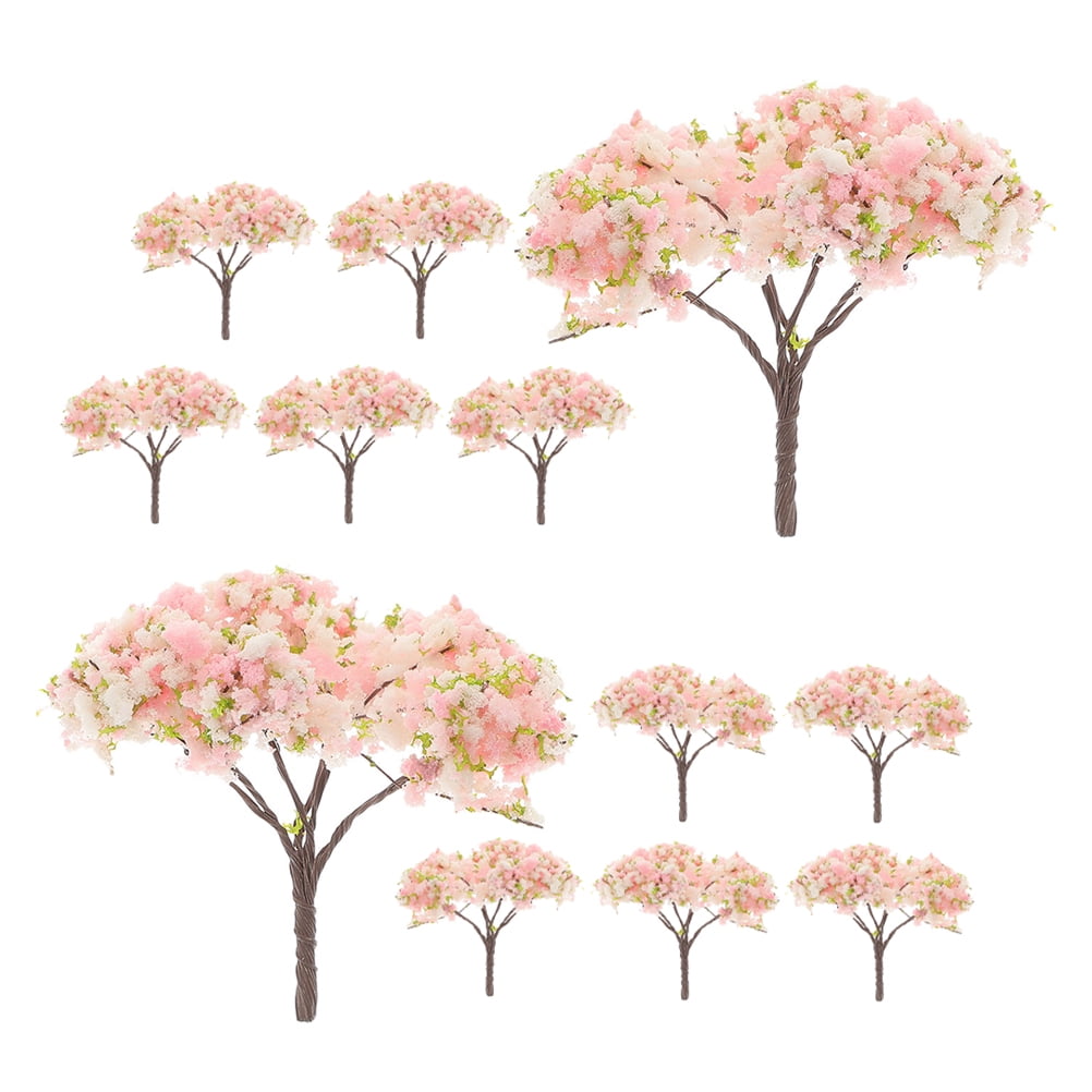 Masteelf 12 Pcs Artificial Cherry Blossoms Tree Landscape Model Trees ...