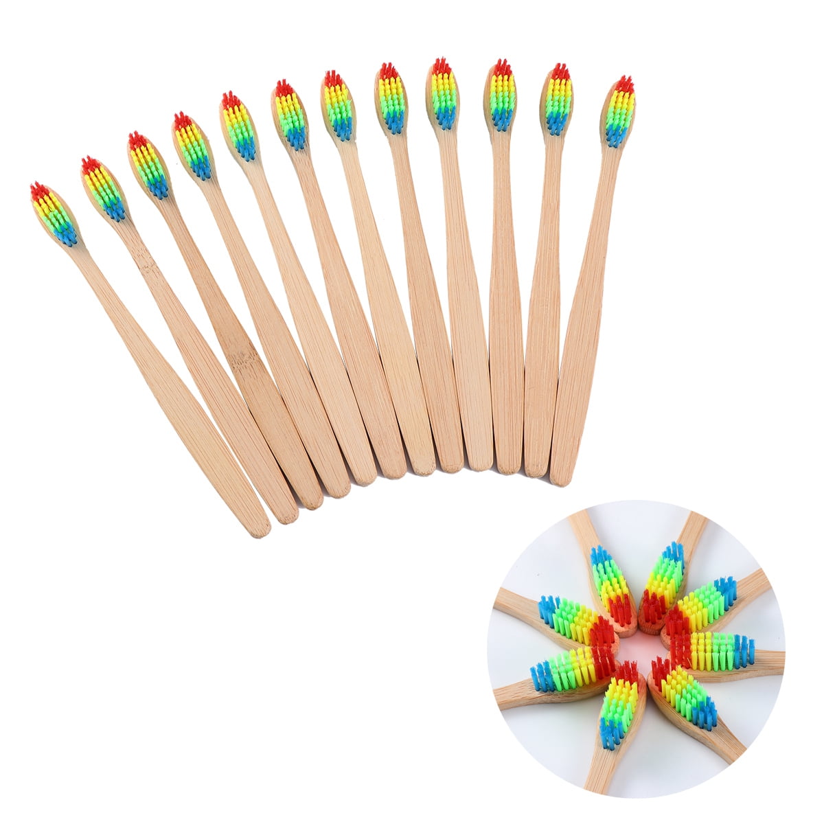 Masteelf 12 Pcs Natural Bamboo Toothbrush Organic Eco-Friendly ...