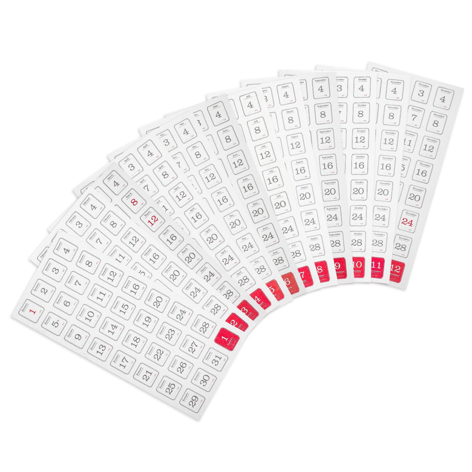 Masteelf 12 Sheets Calendars Number Year Plan Stickers Office - Walmart.com