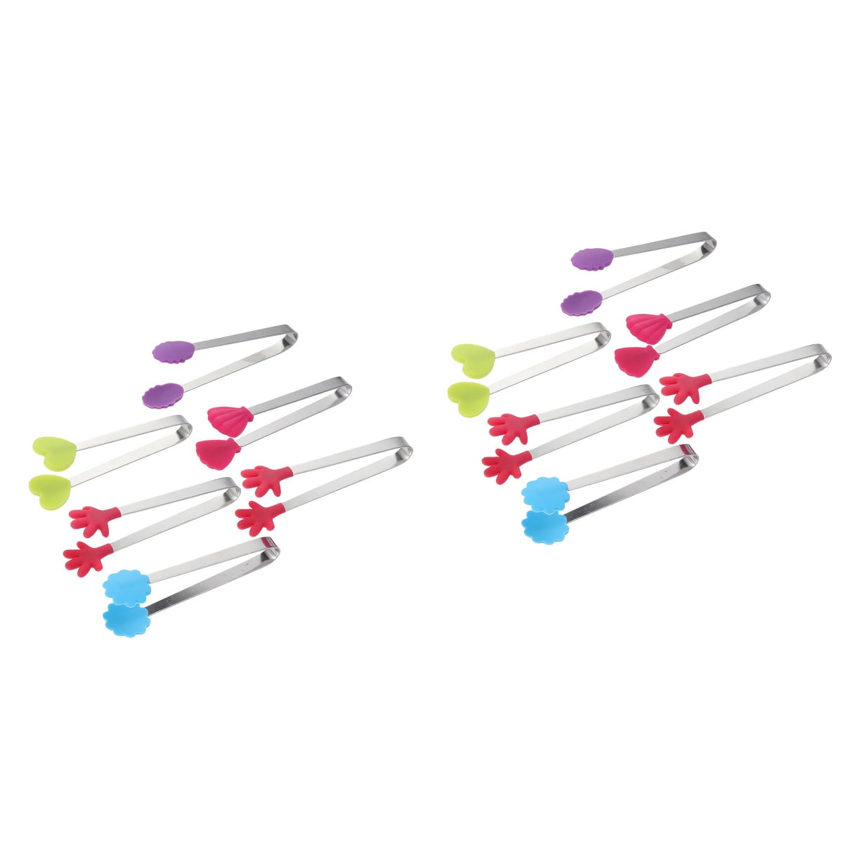 Masteelf 12 pcs Stainless Steel Mini Food Serving Tong Silicone Head ...