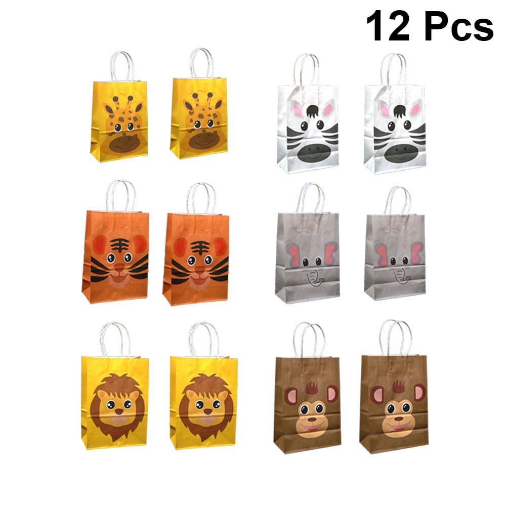 Masteelf 12pcs Cartoon Theme Paper Gift Pouch Animal Printing Packing ...